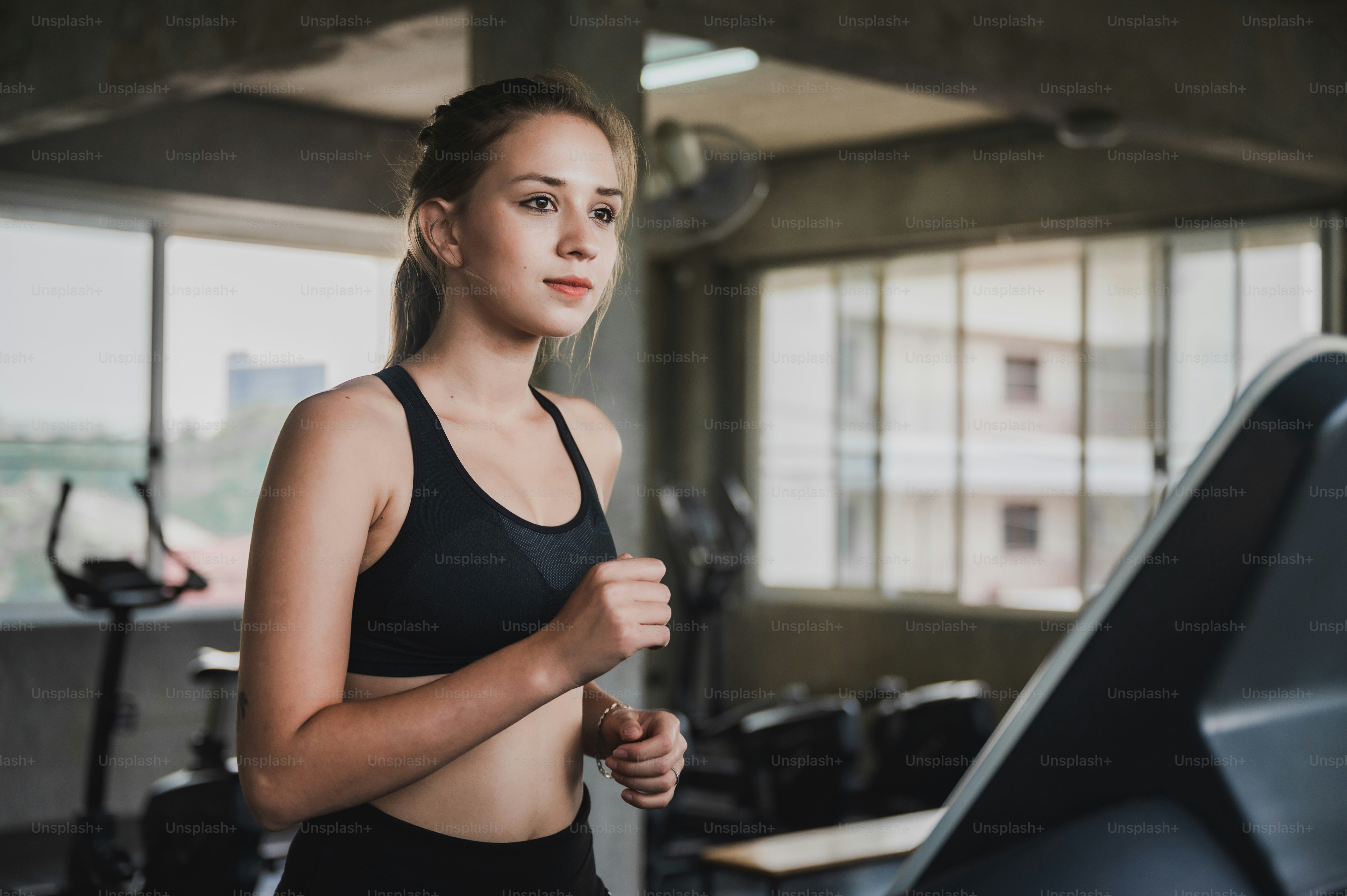 Sport woman person exercise in fitness gym, young female training ...