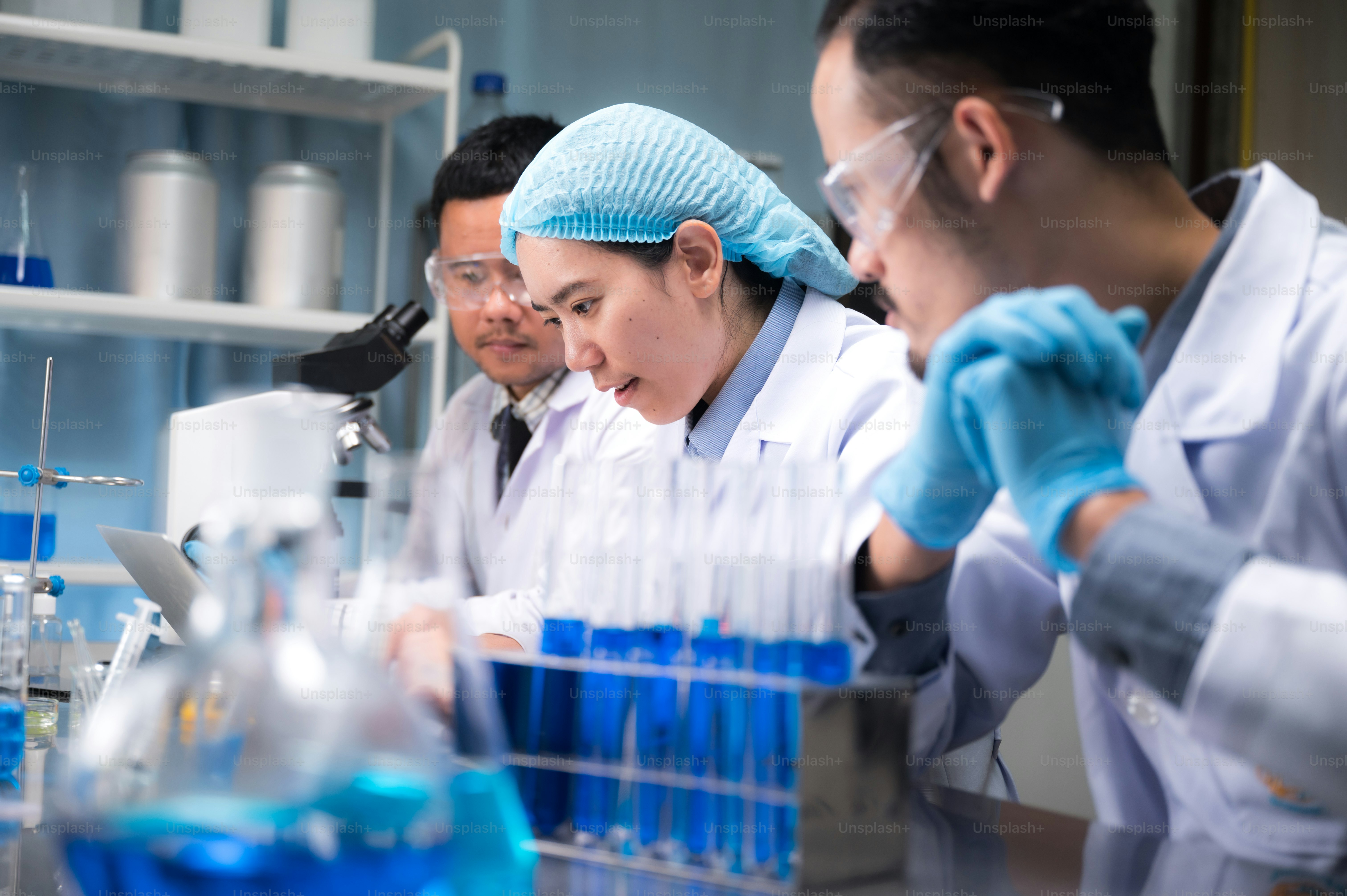 In a Modern Laboratory Scientists team Conduct Experiments, Consisting ...