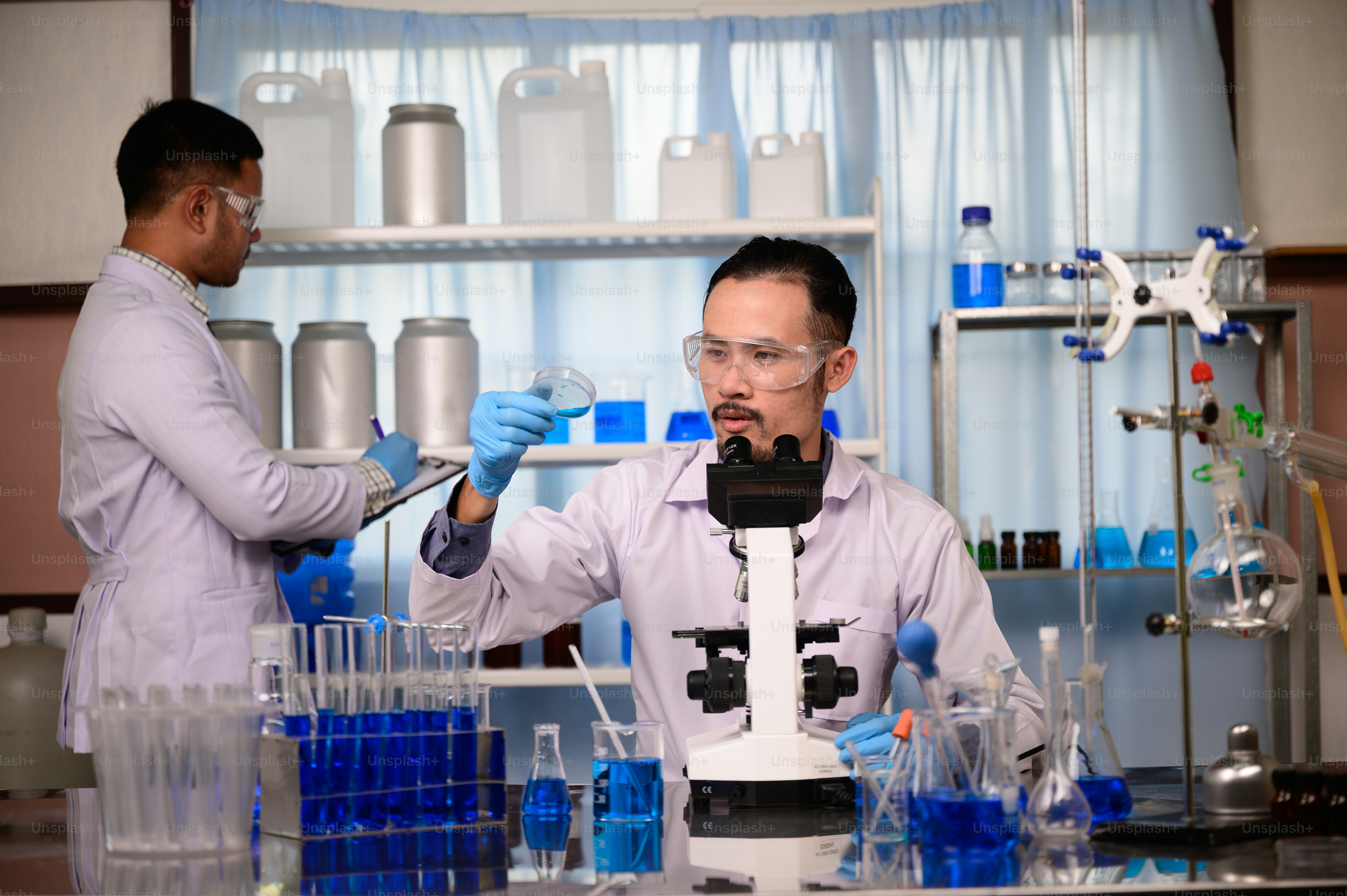 Scientific researchers team are working in the laboratory photo ...