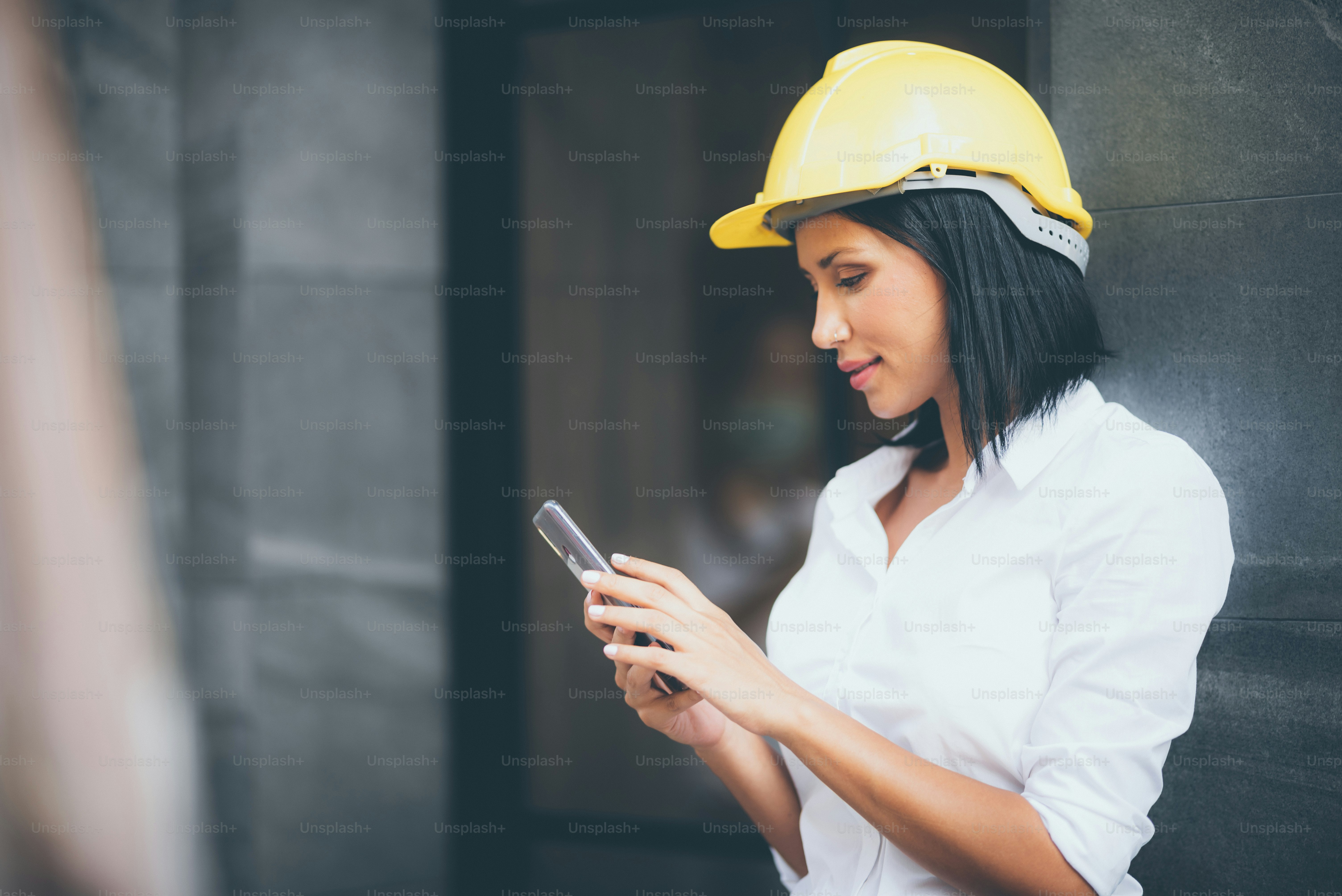 Portrait of a female engineer manager, business people in construction ...