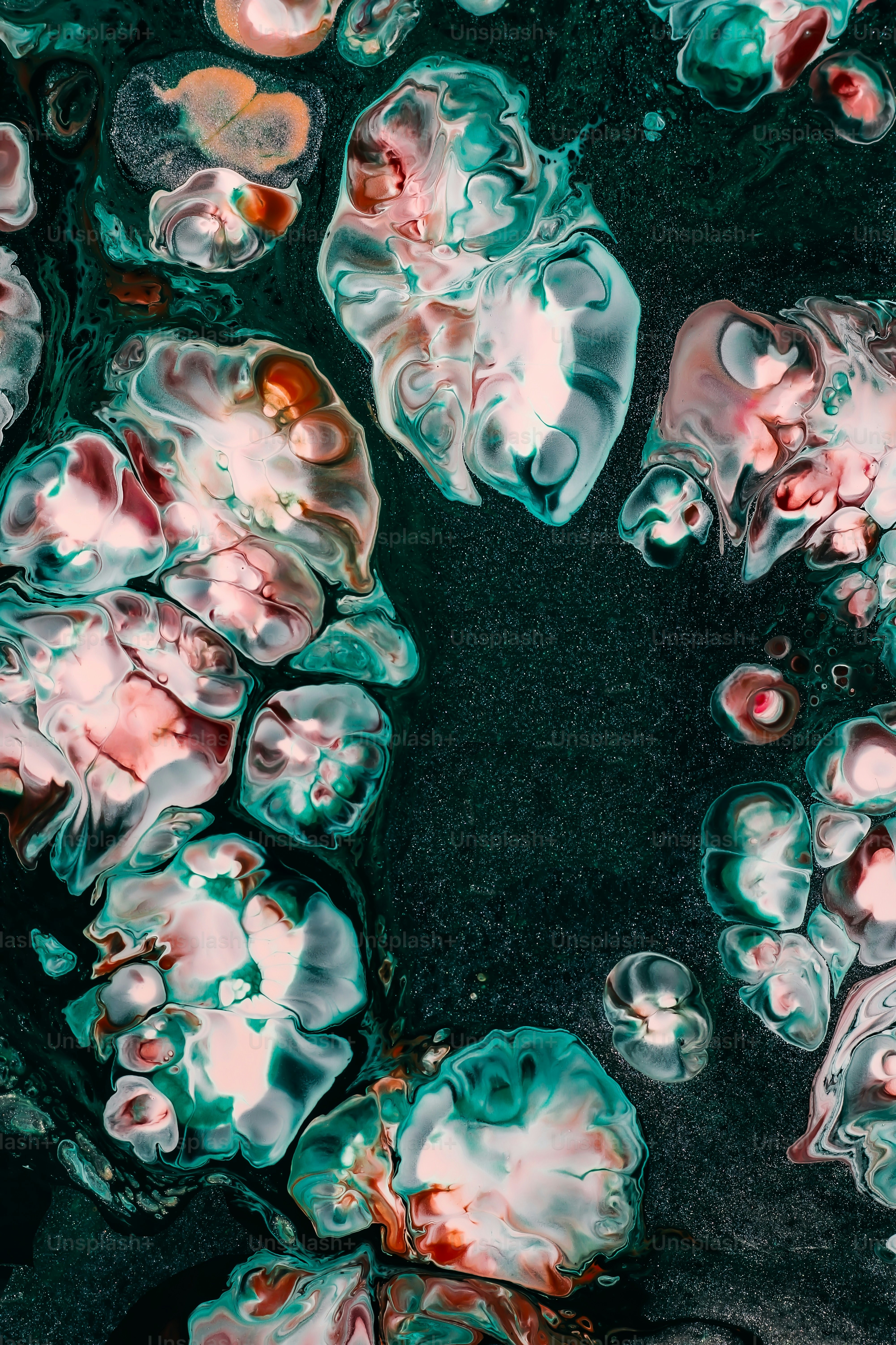 A group of jelly like objects floating in water photo – Abstract Image ...