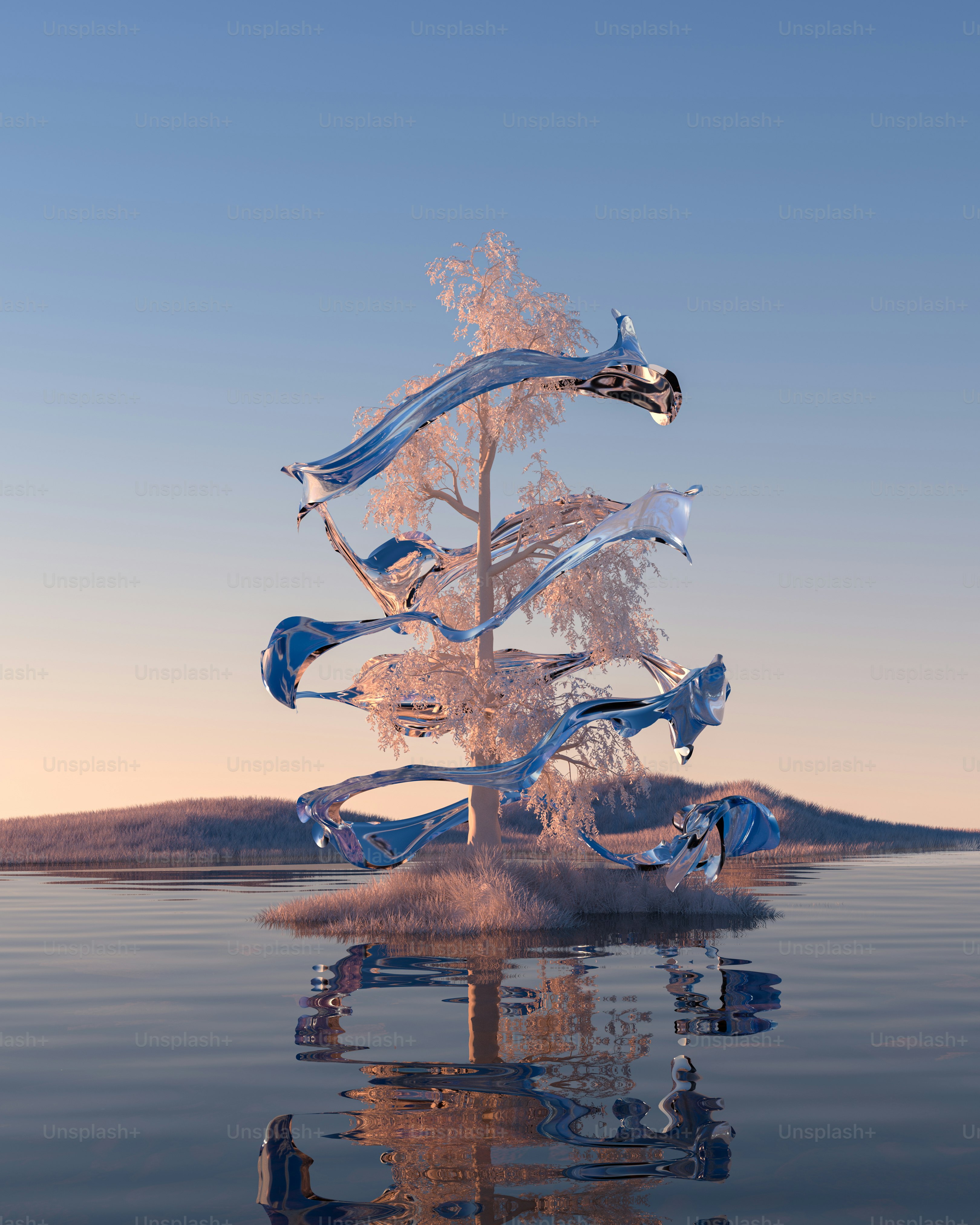 A tree that is floating in the water photo – Futuristic Image on Unsplash