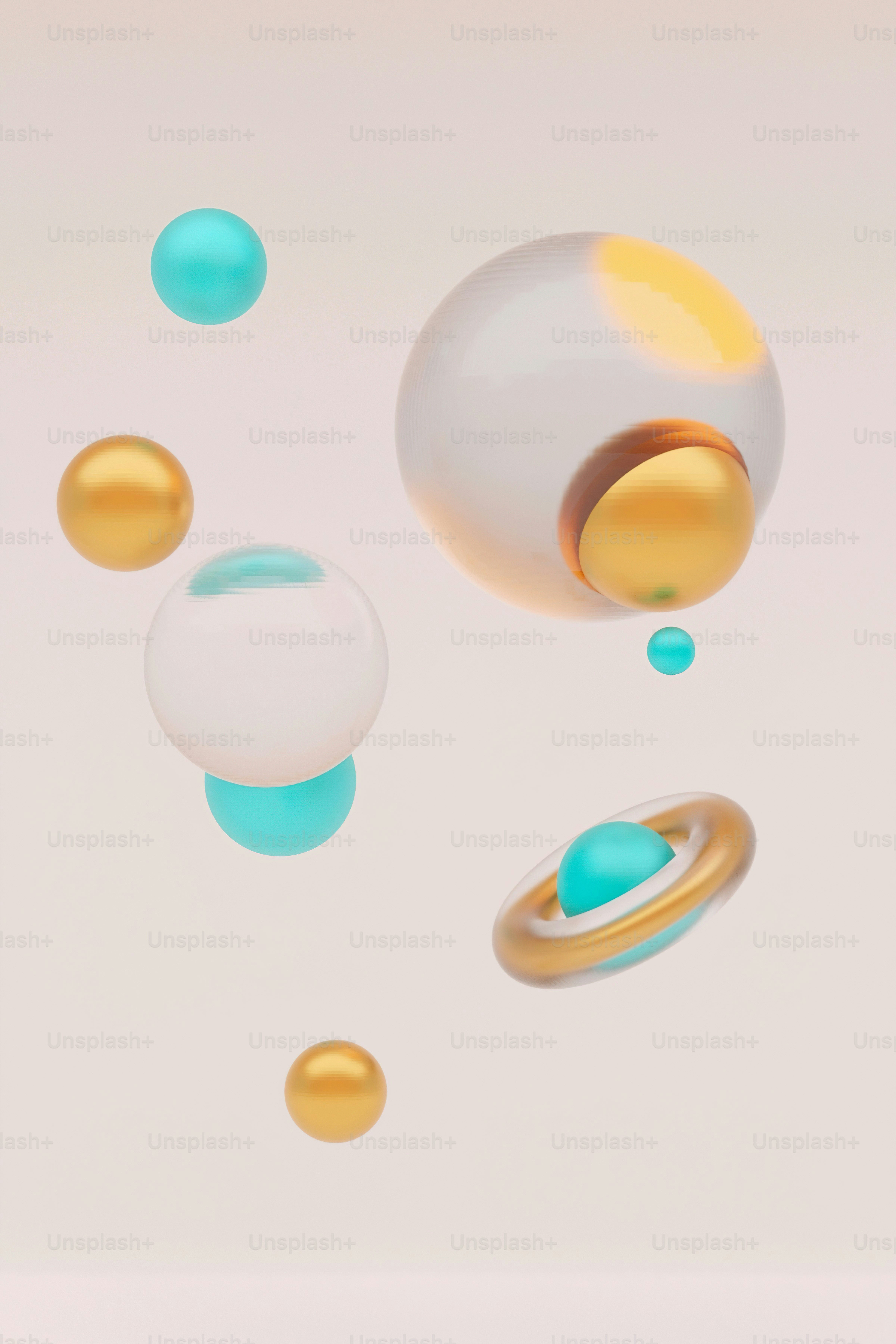 Un groupe de boules de différentes couleurs flottant dans l’air photo ...