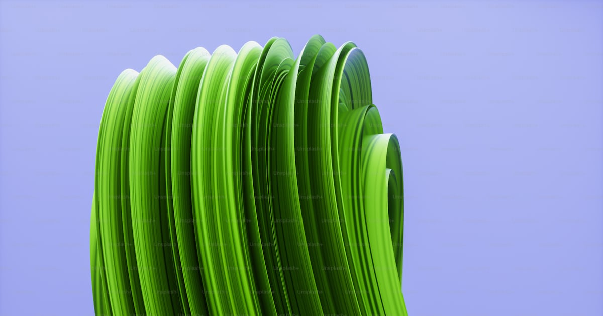 물결 모양의 녹색 재질의 3d 렌더링 사진 Unsplash의 번역하다 이미지