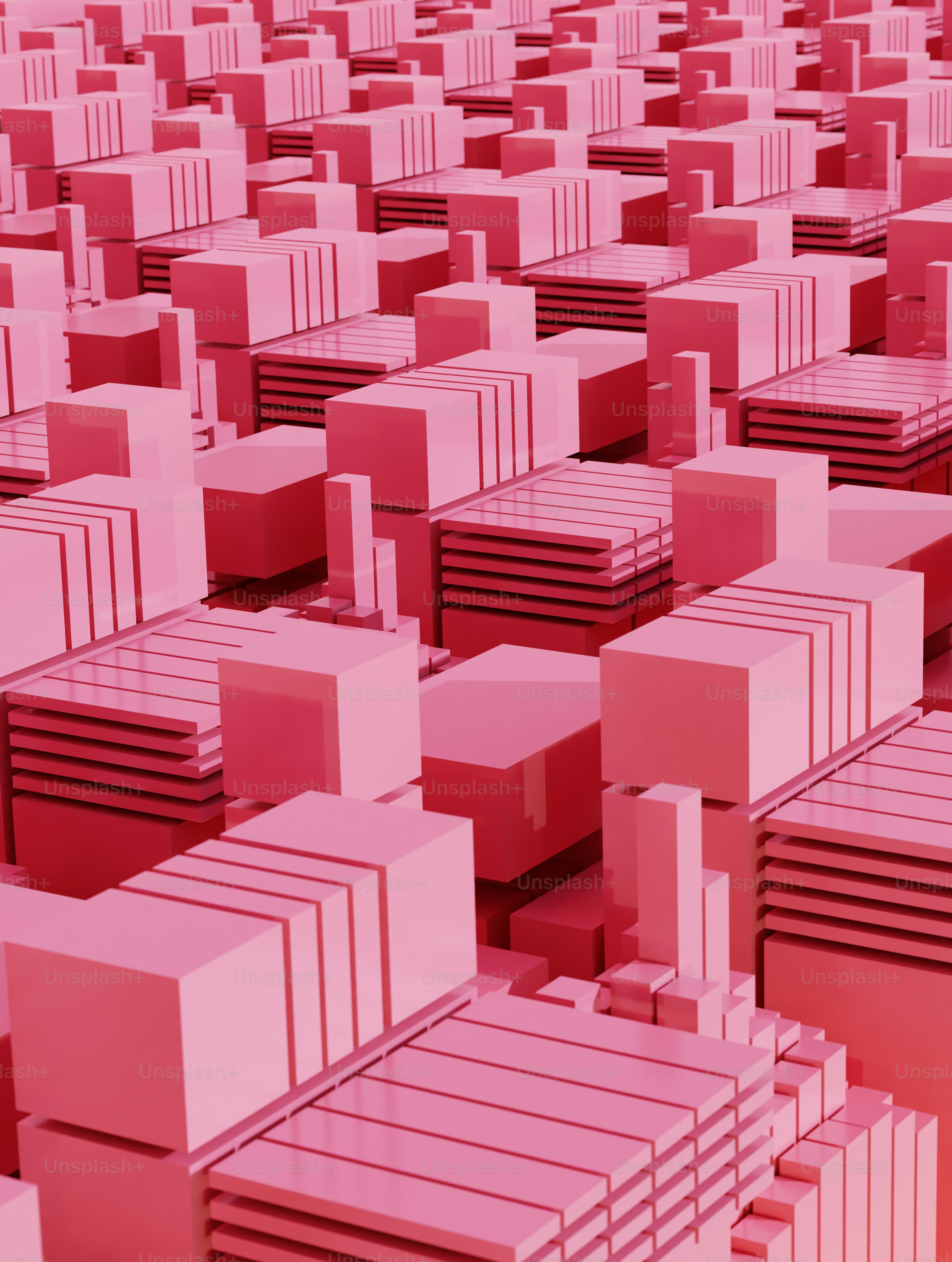 A large group of pink cubes in the middle of a room photo – Background ...
