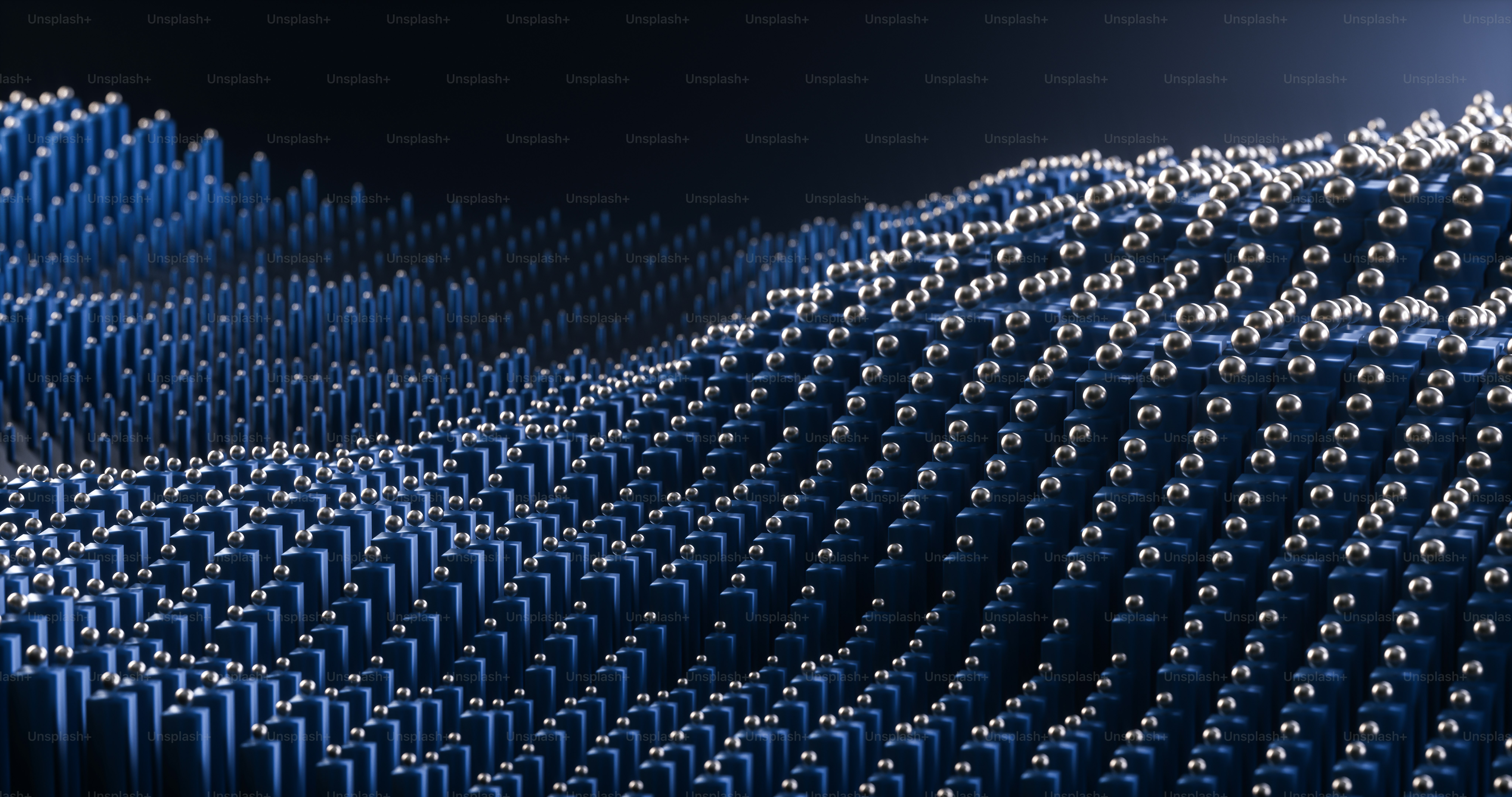 A very large number of blue objects on a black background photo ...