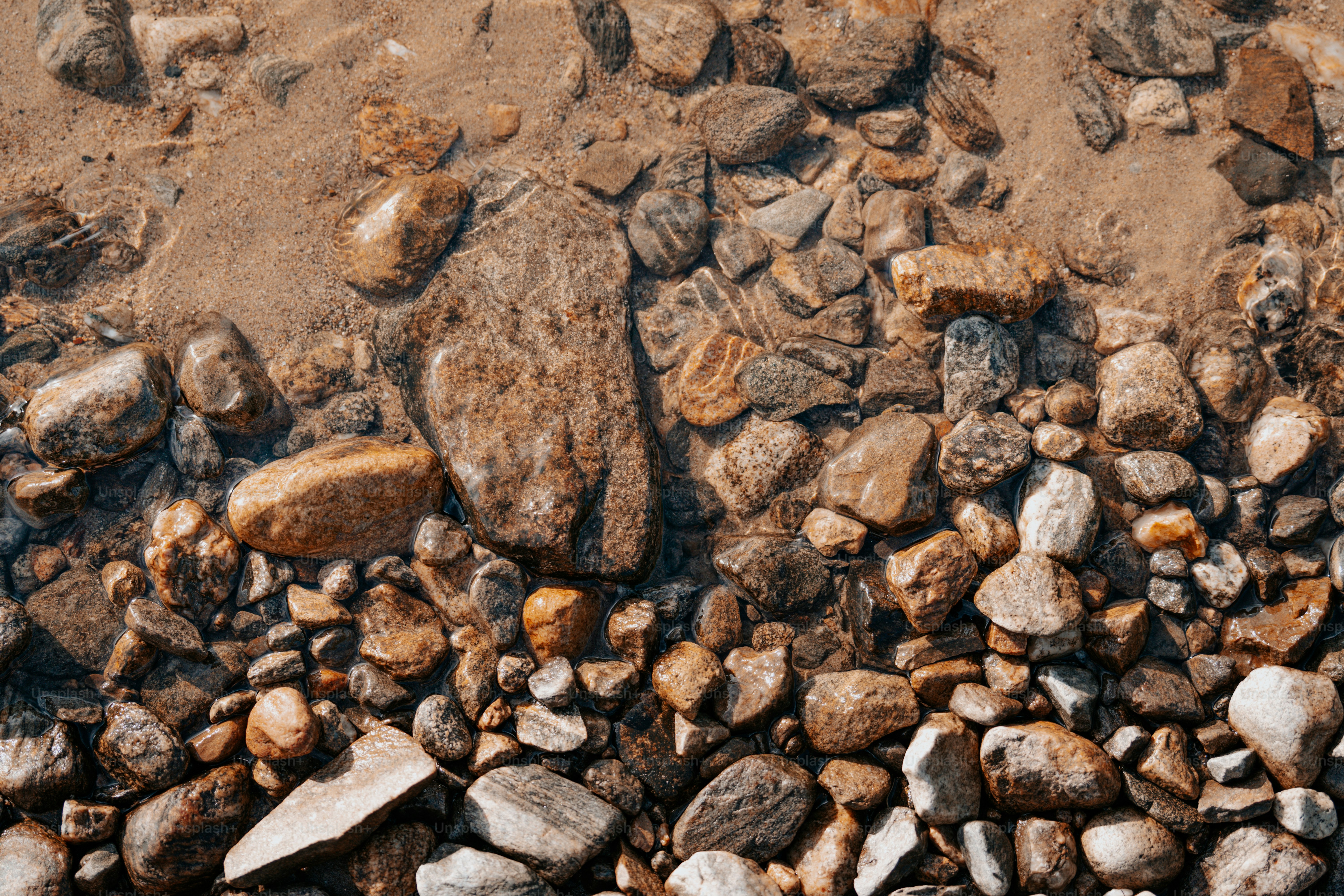 A bunch of rocks that are laying on the ground photo – Pebble Image on ...