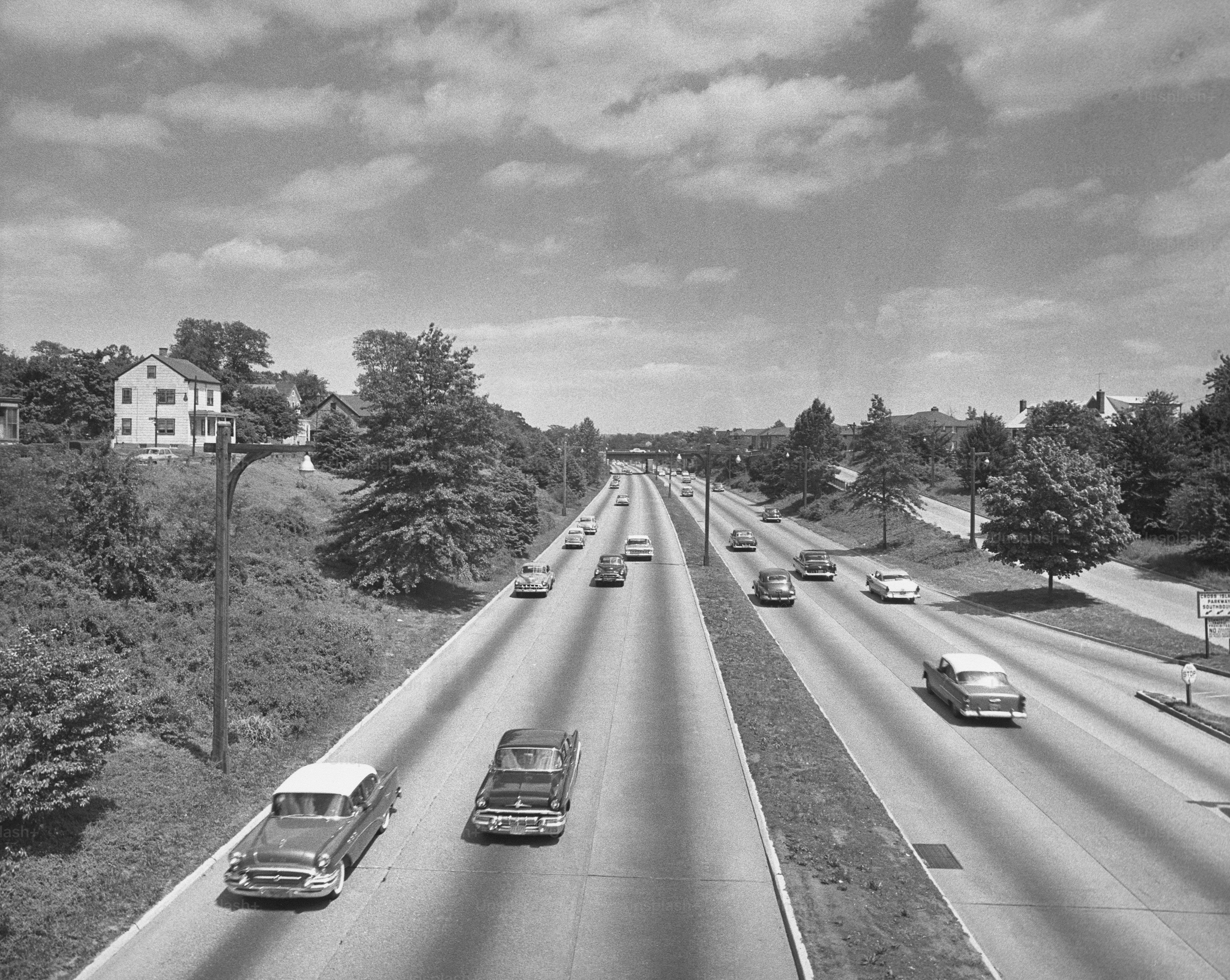 UNITED STATES - CIRCA 1950s: Elevated view of highway. photo – Bw Image ...