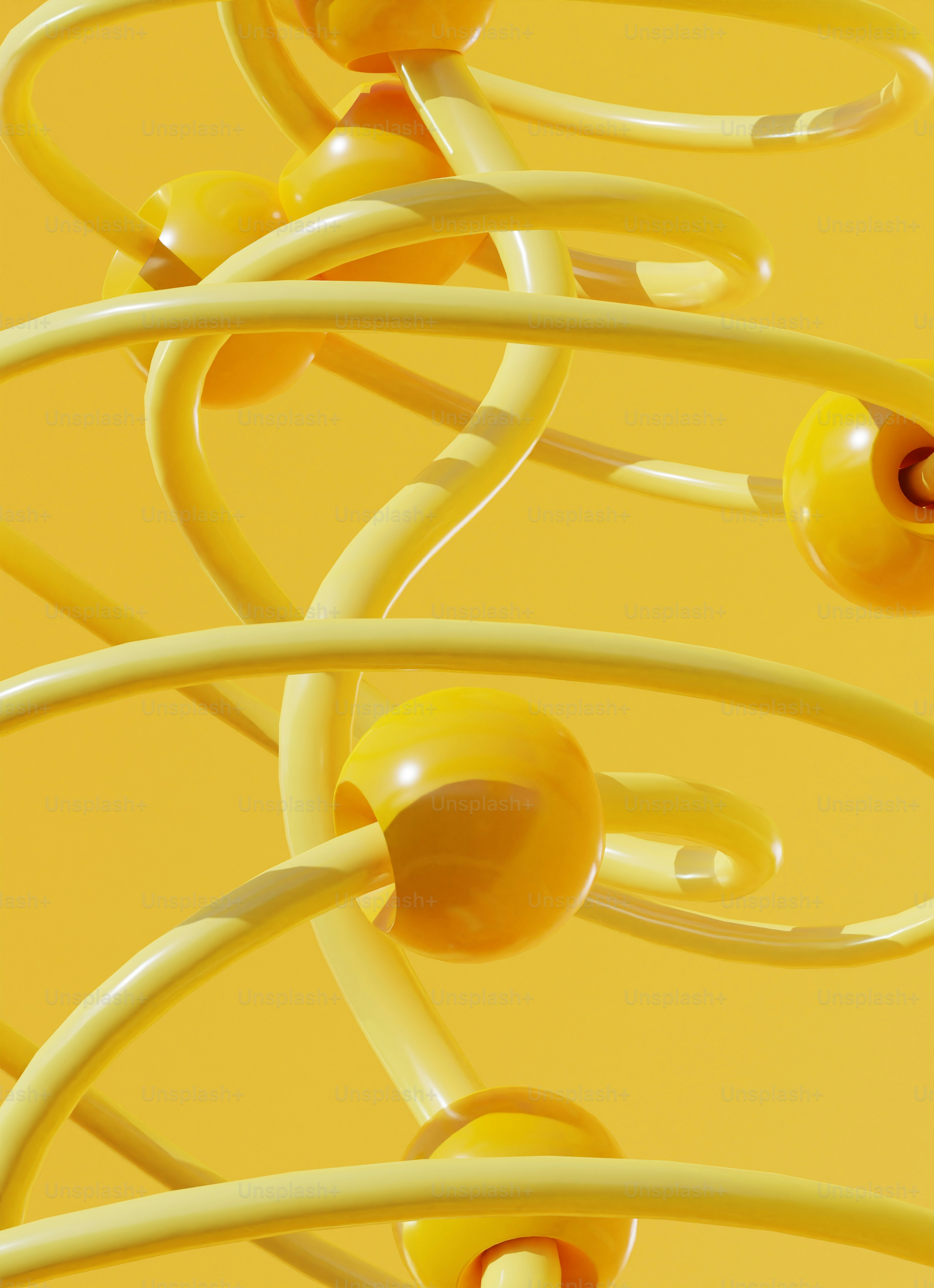 A bunch of yellow and white wires and balls photo – Yellow Image on ...