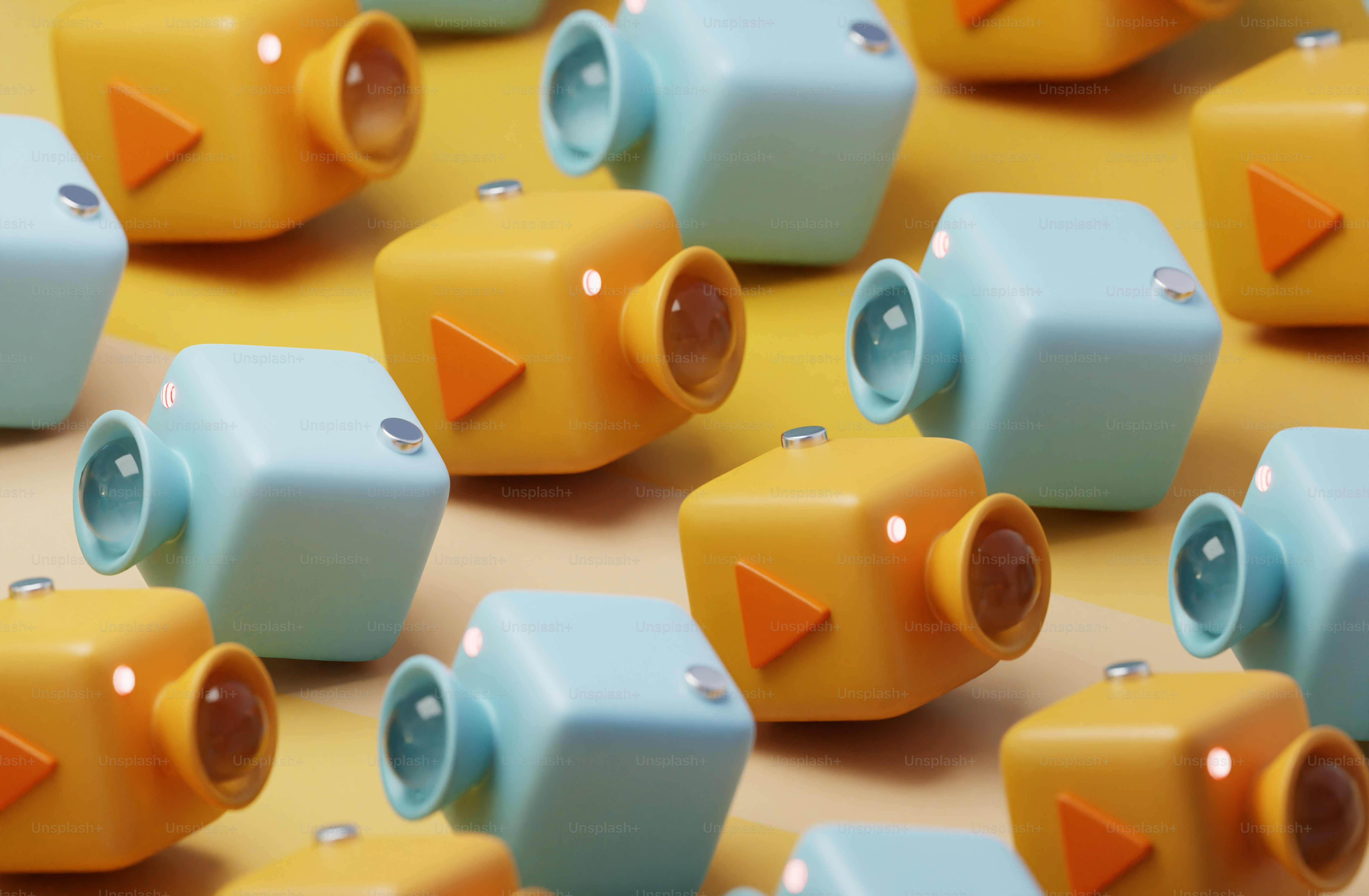 A group of small yellow and blue objects photo – Digital image Image on ...