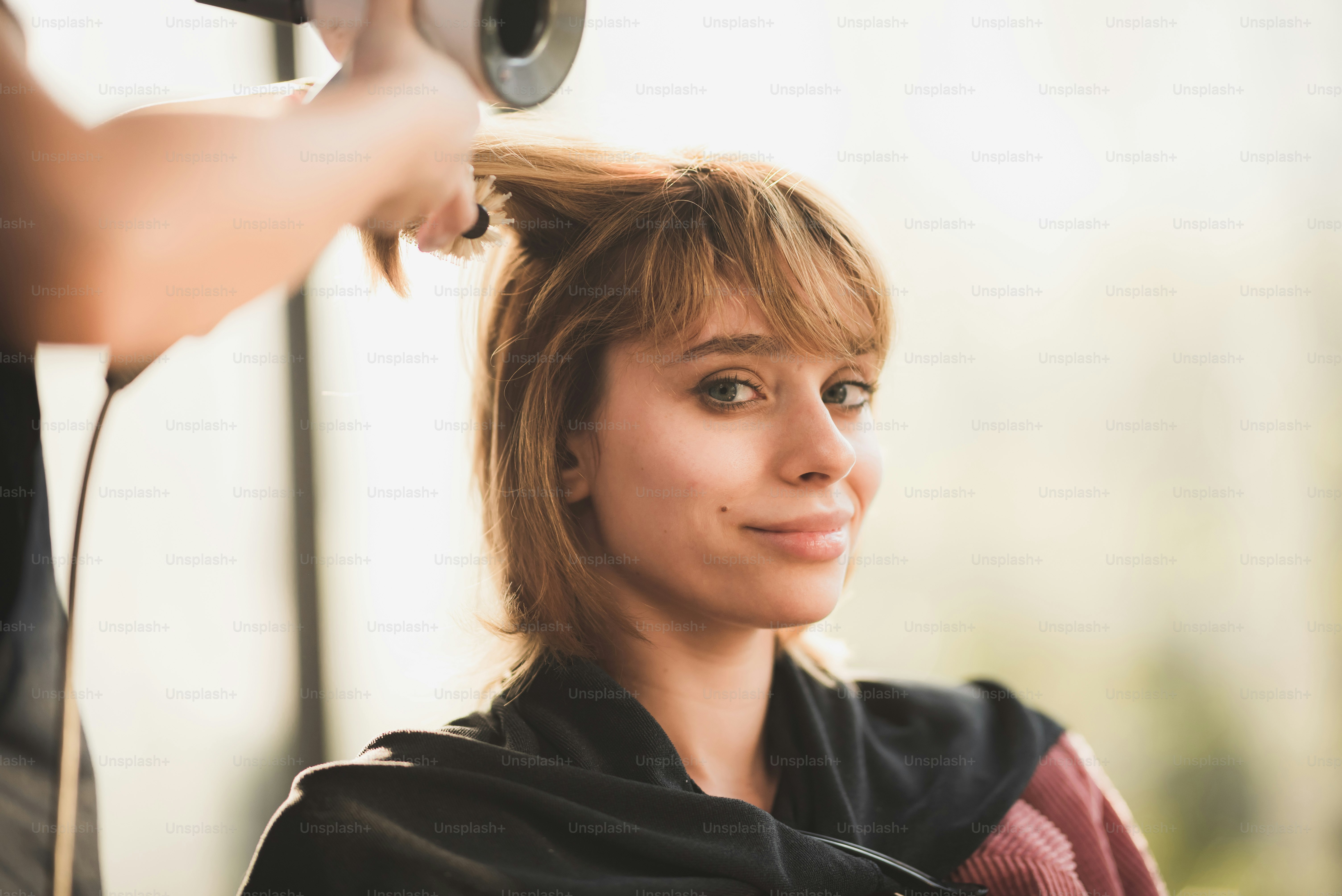 Professional hairdresser stylist person and hair fashion beauty salon ...