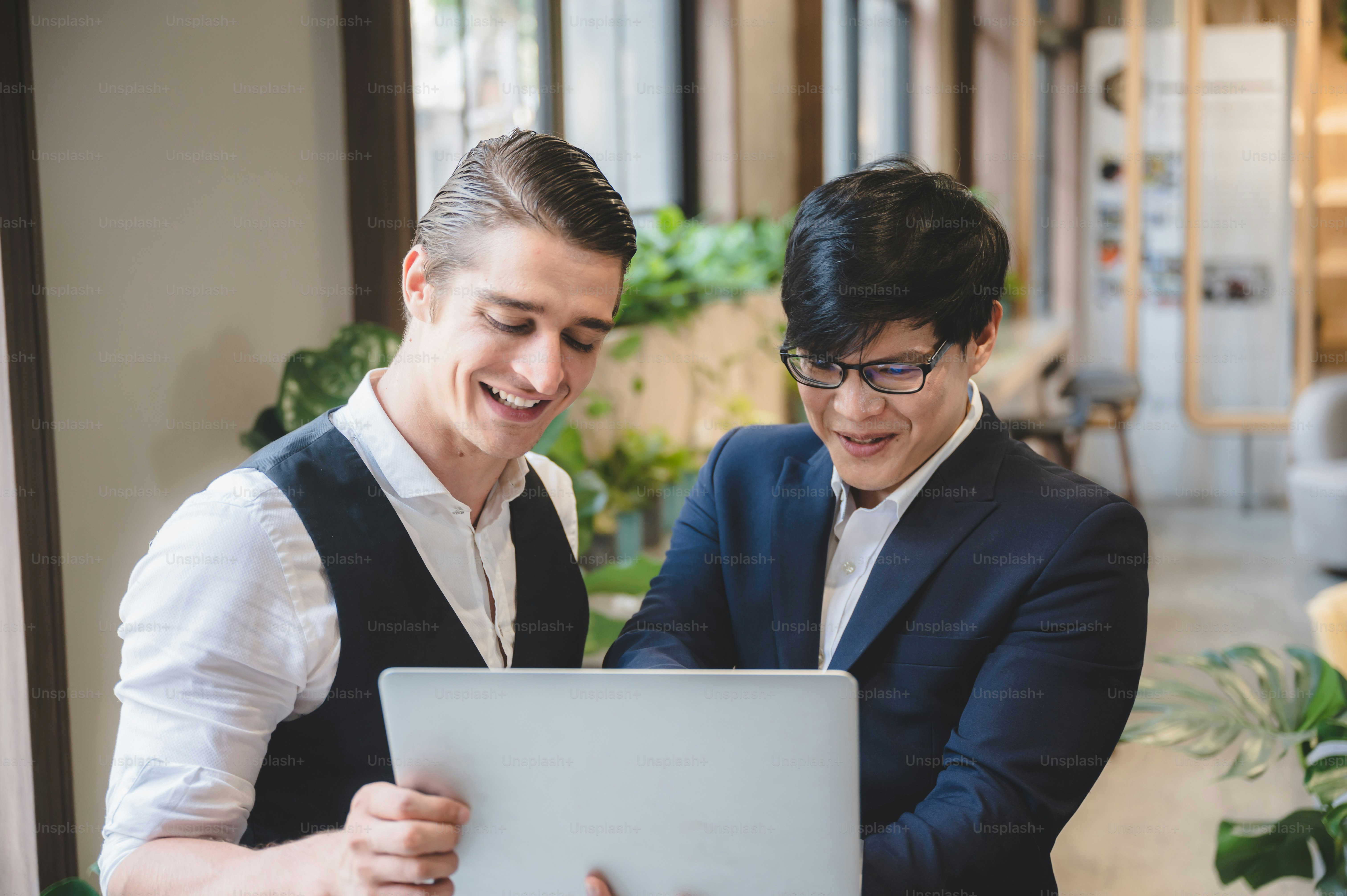 Businessperson partner team, brainstorming and handshake with ...