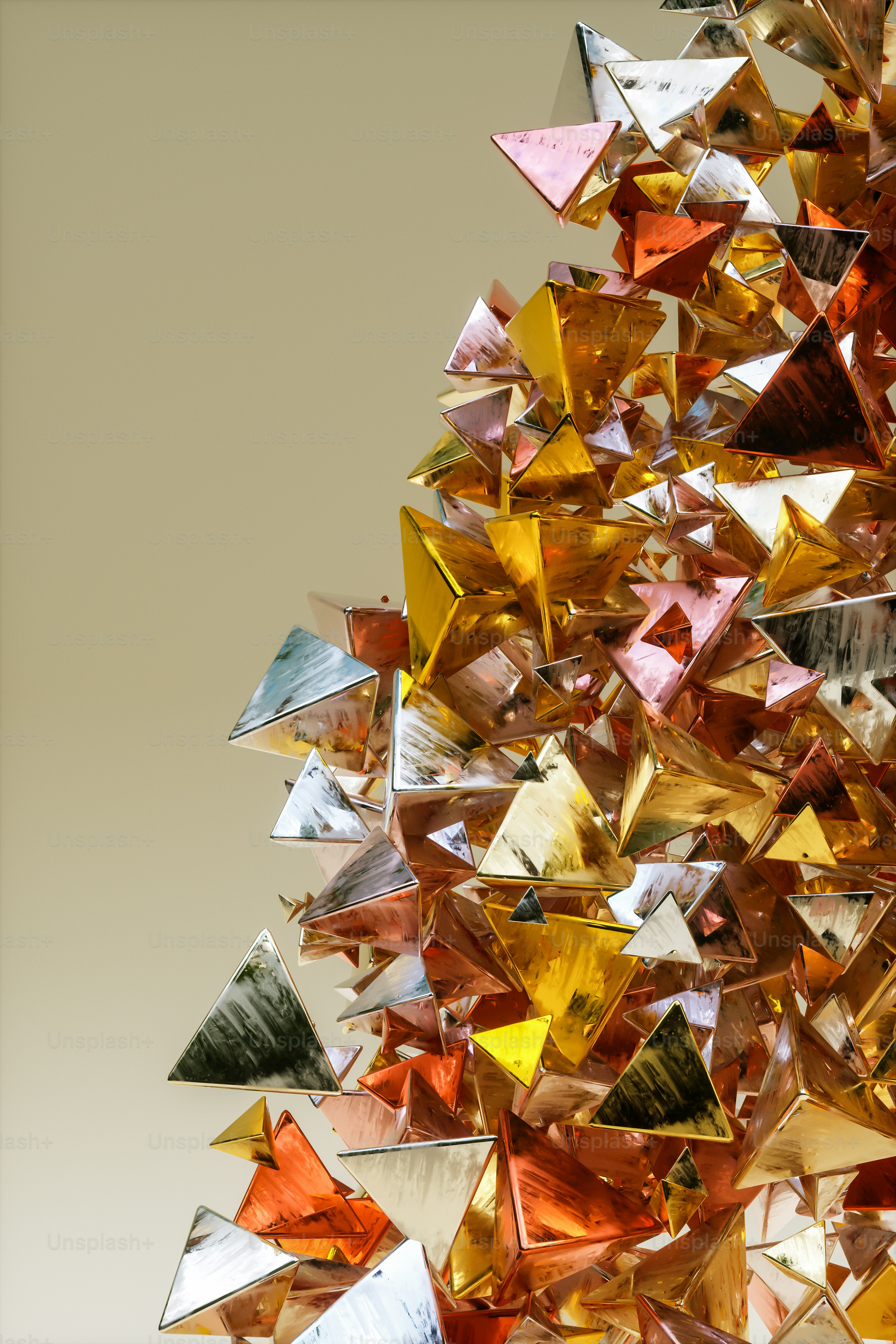 A bunch of colorful glass objects hanging from a ceiling photo ...