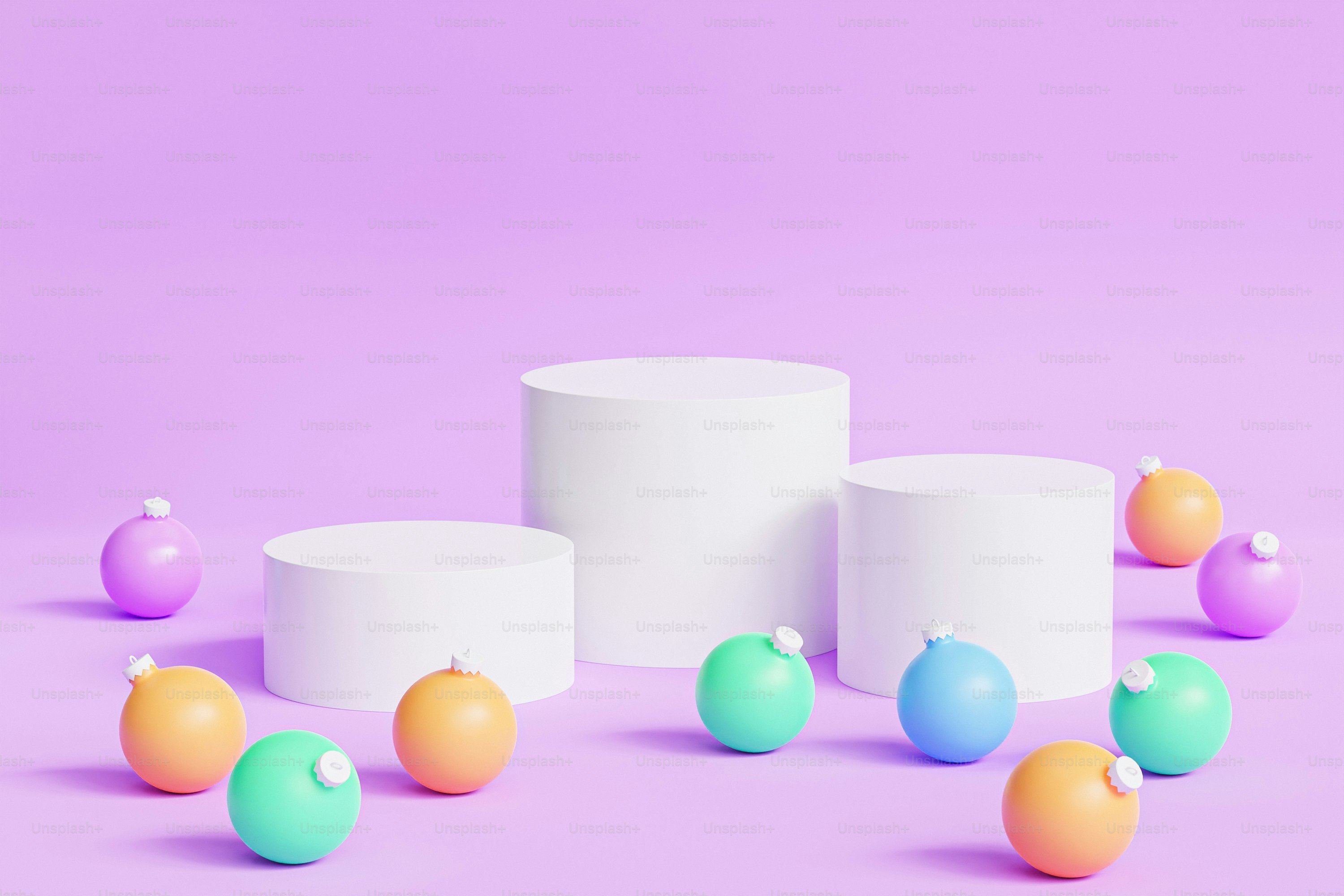 A group of different colored balls on a purple background photo – 3d ...