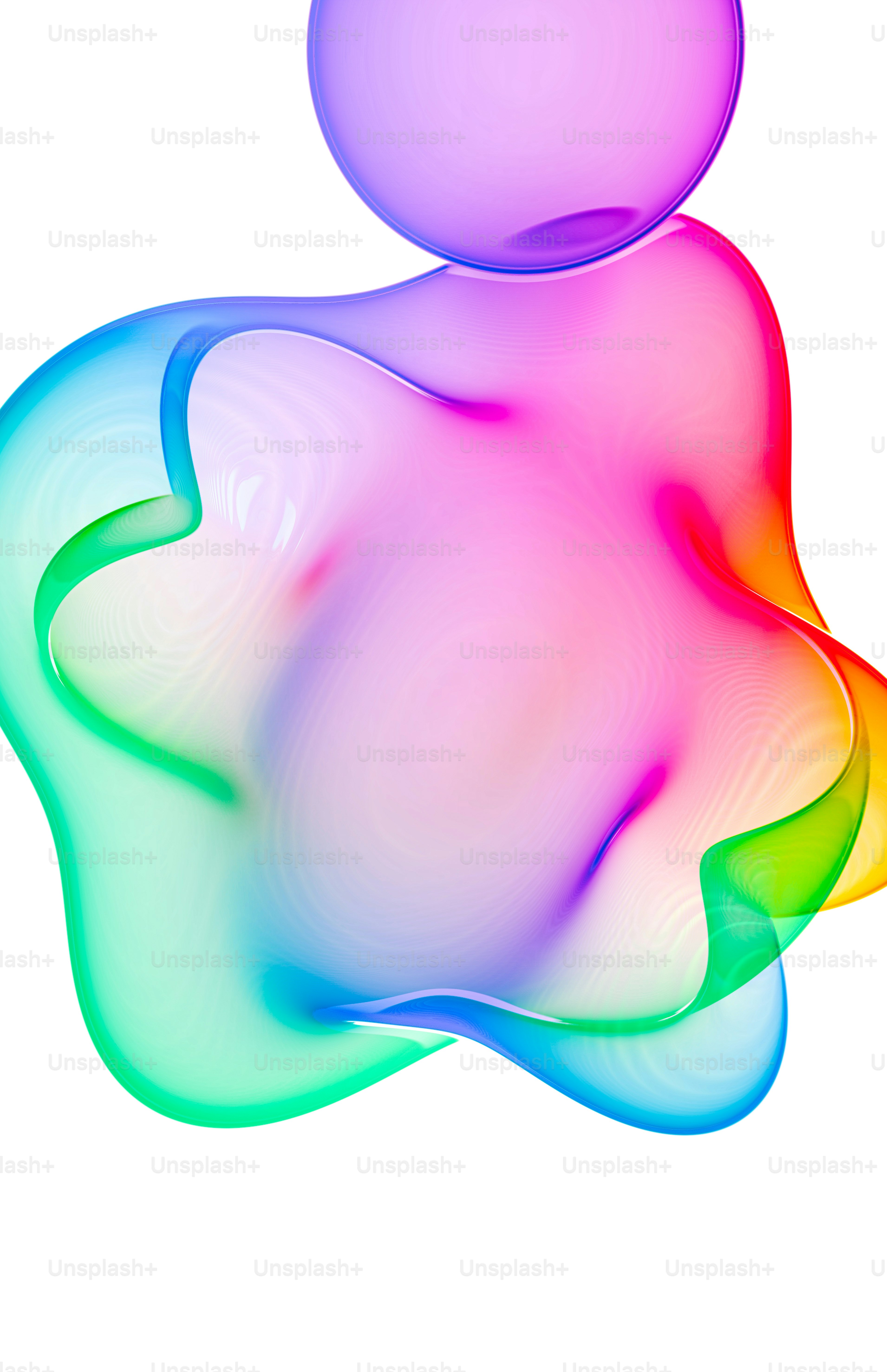 A pink and blue object sitting on top of a white surface photo ...