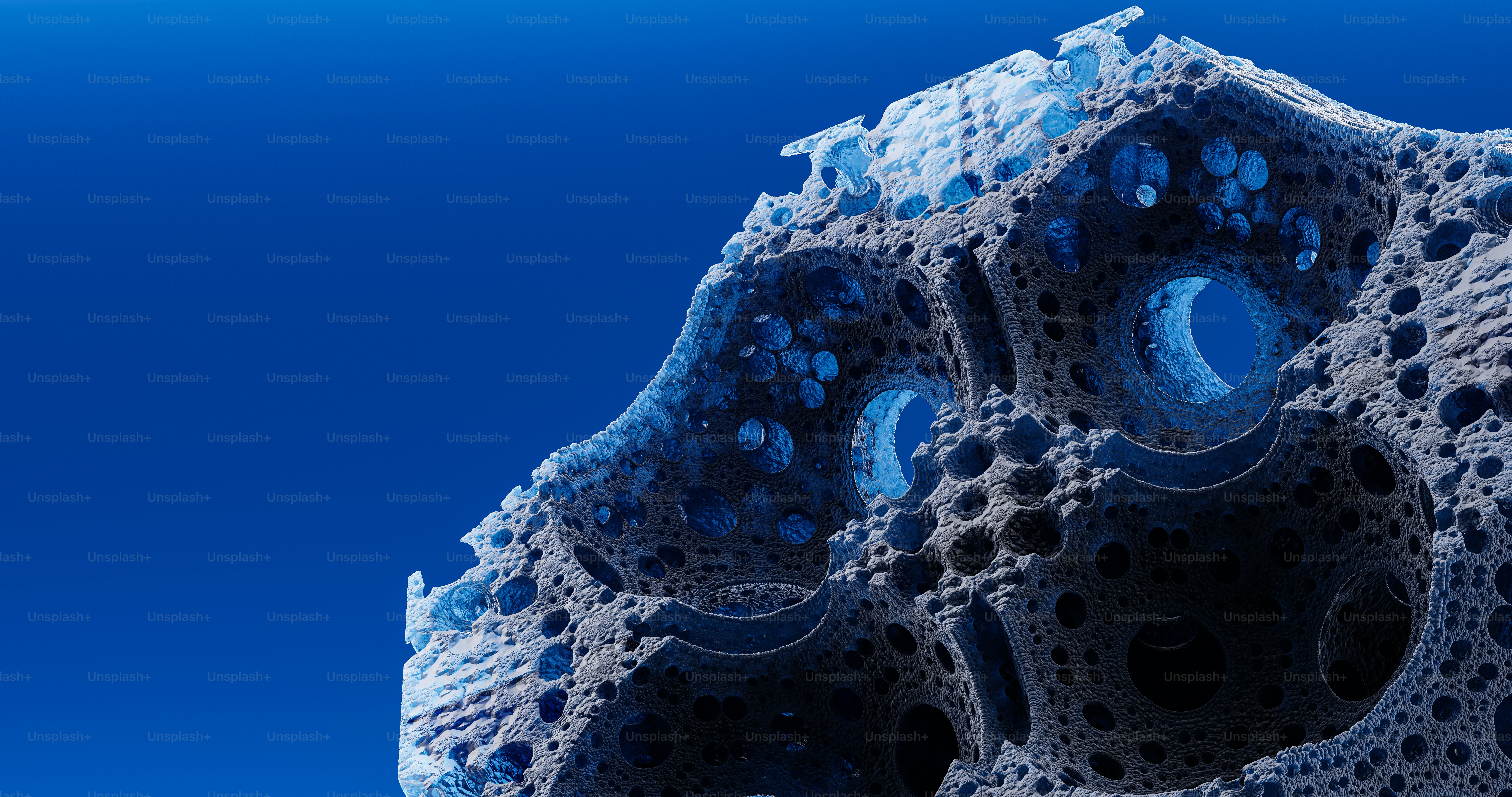 A close up of a blue object with holes in it photo – Pattern Image on ...