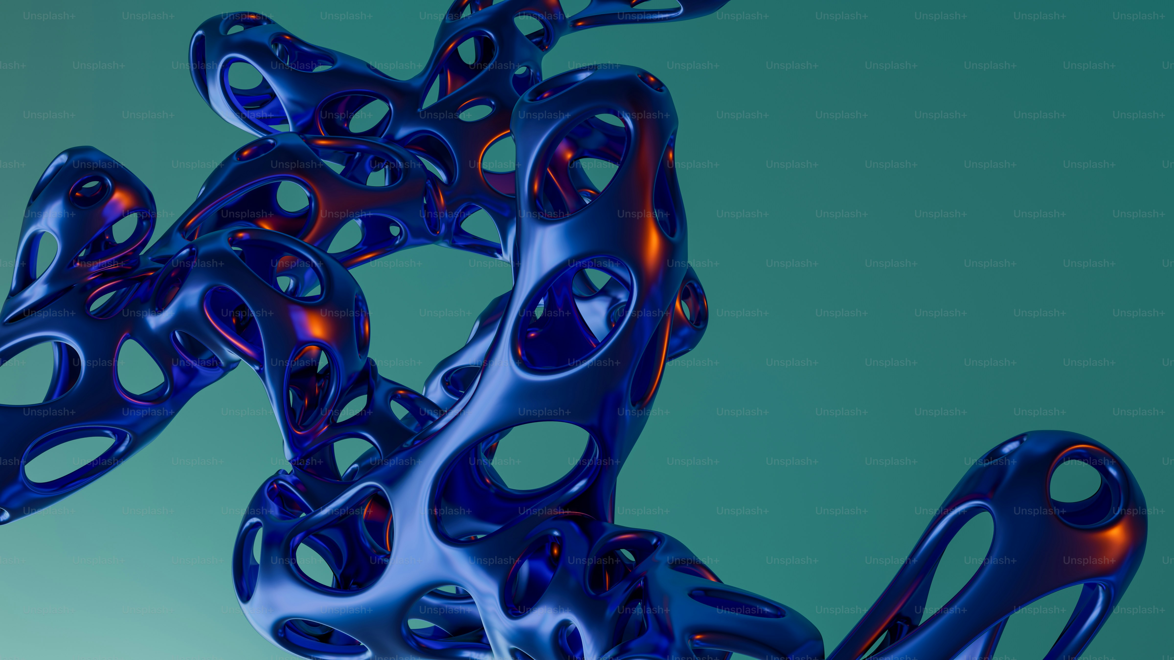 A blue abstract object with a green background photo – 3d render Image ...