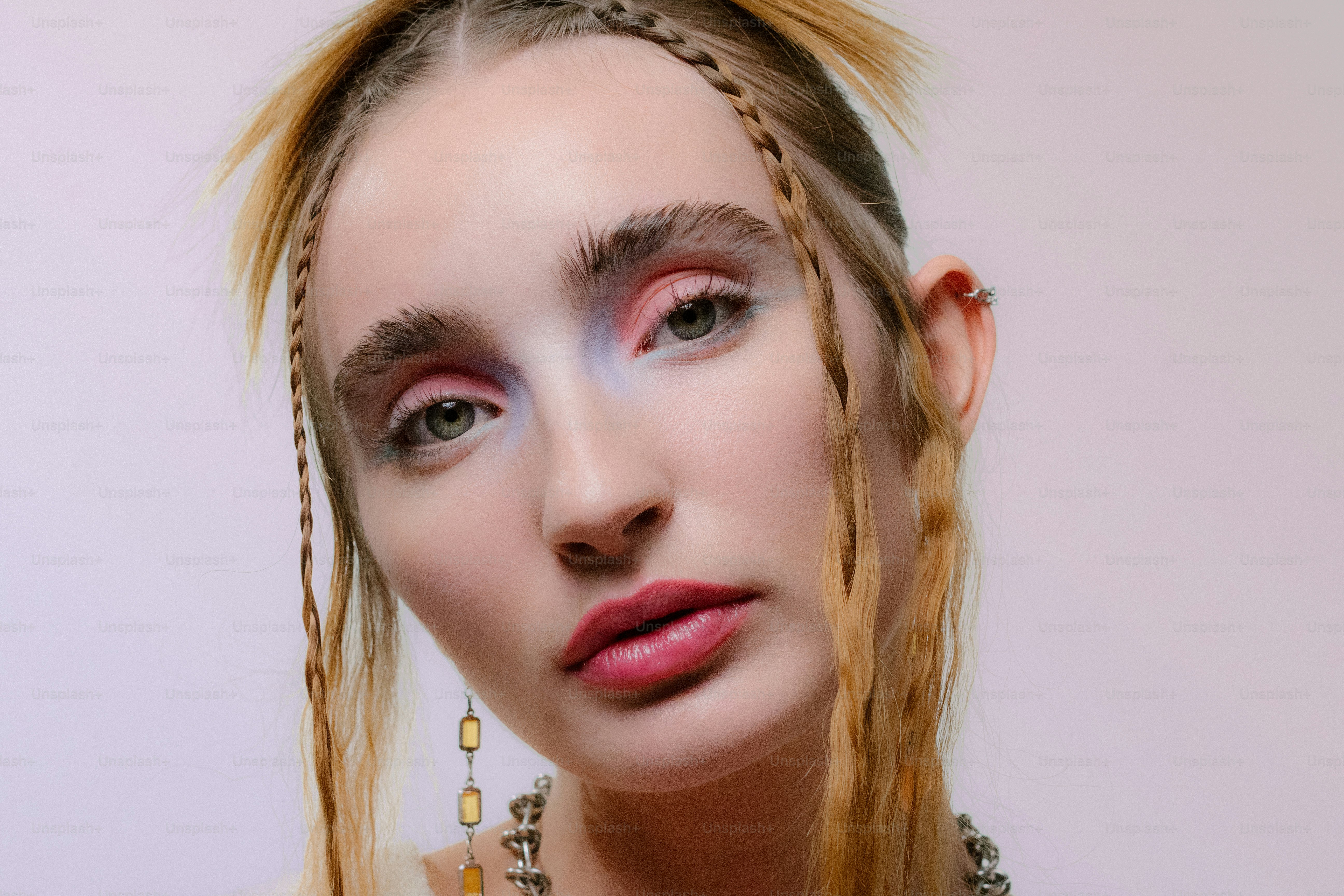 A close up of a woman with acne on her face photo – Pimple Image on ...