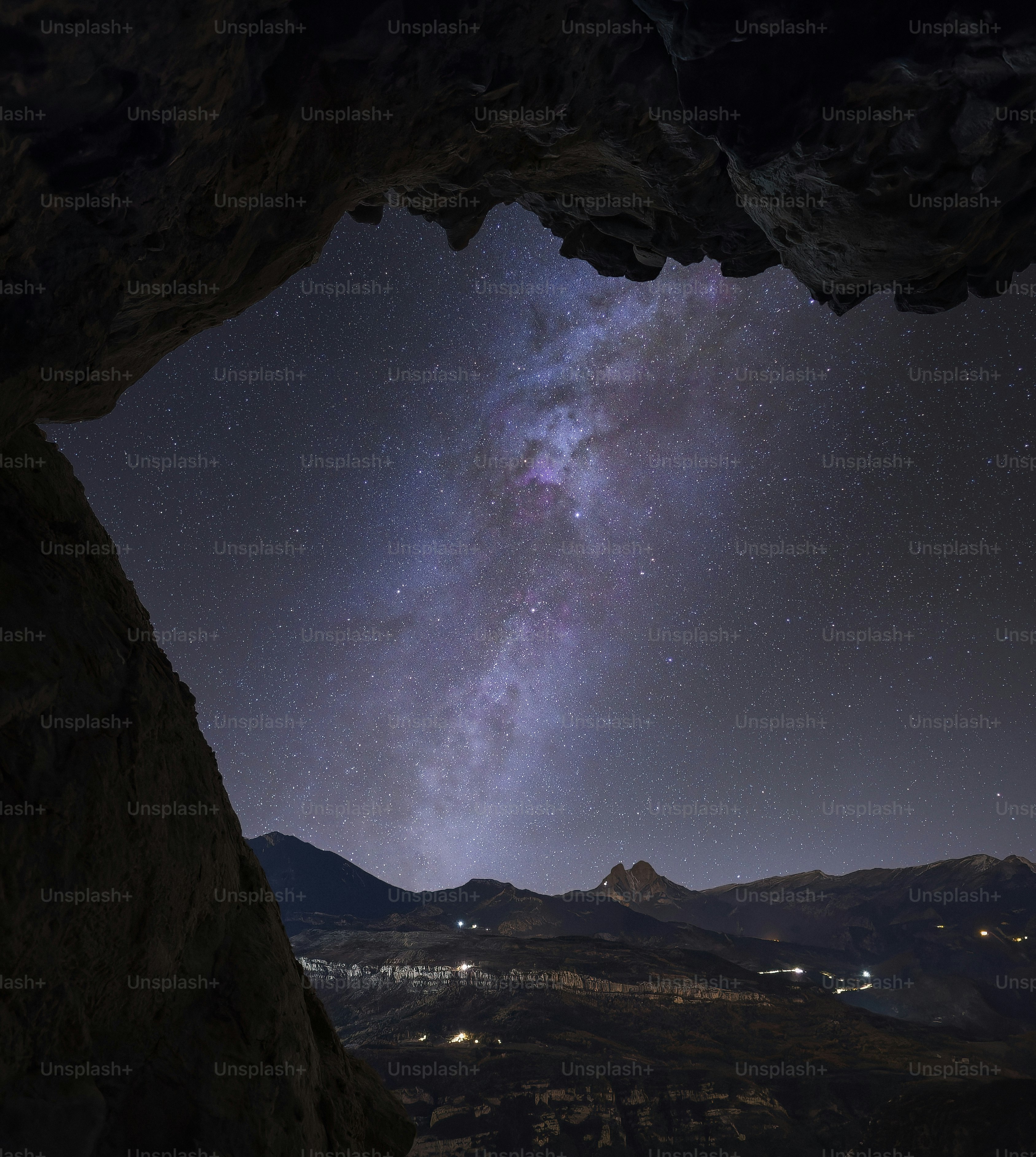 A view of the night sky from inside a cave photo – Pedraforca Image on ...