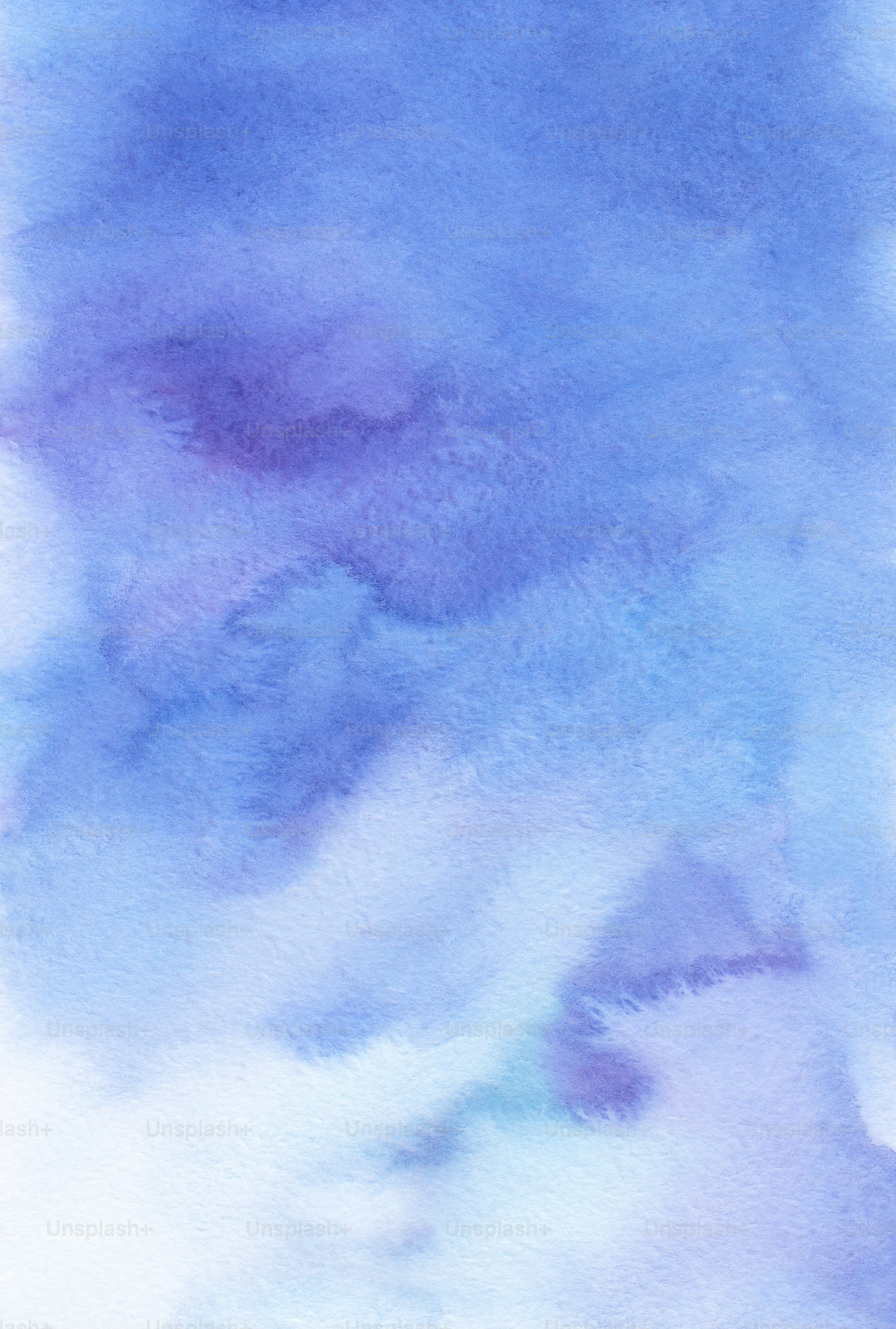 A watercolor painting of a blue sky and clouds photo – Blue white Image ...