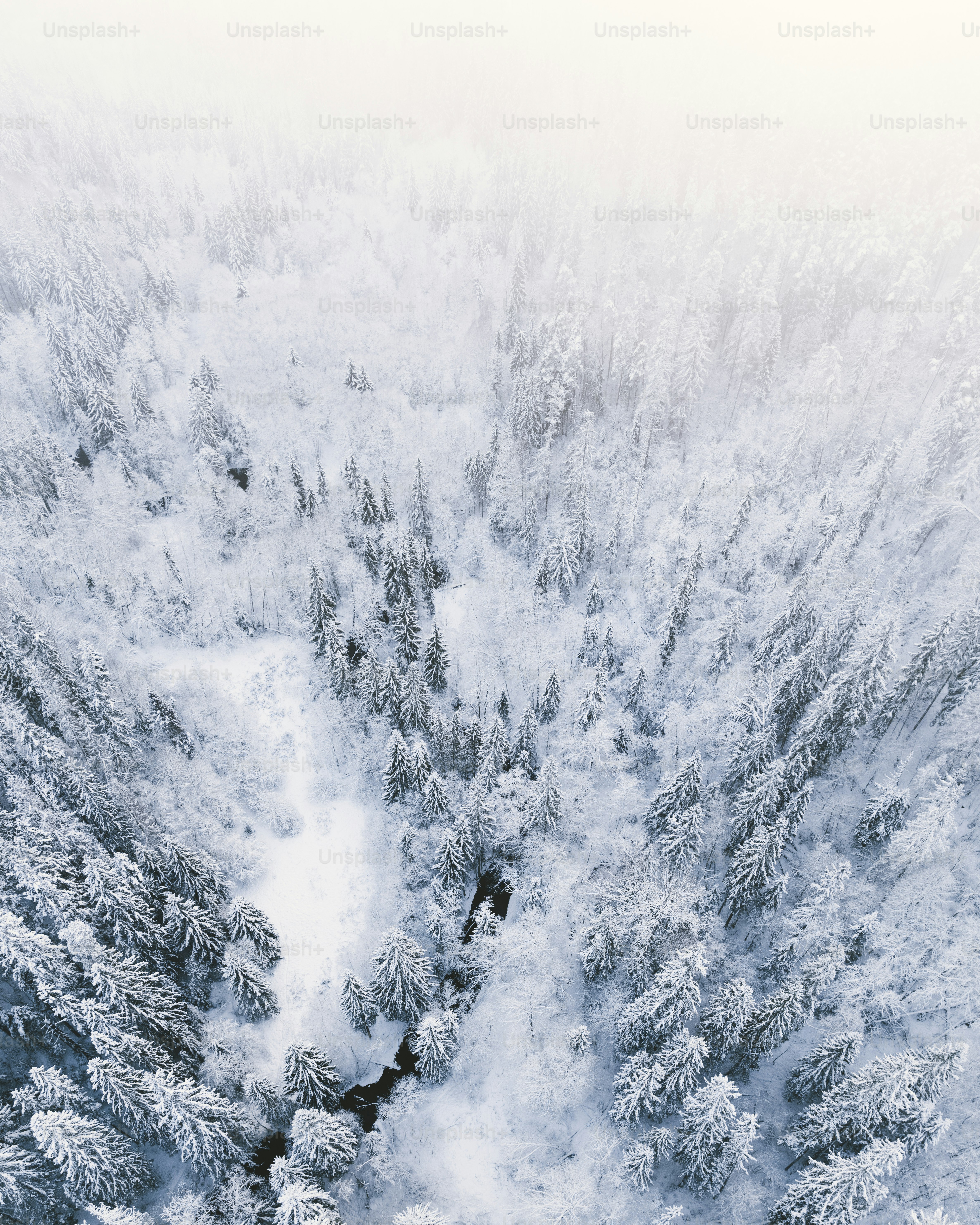 An aerial view of a snow covered landscape photo – White color Image on ...