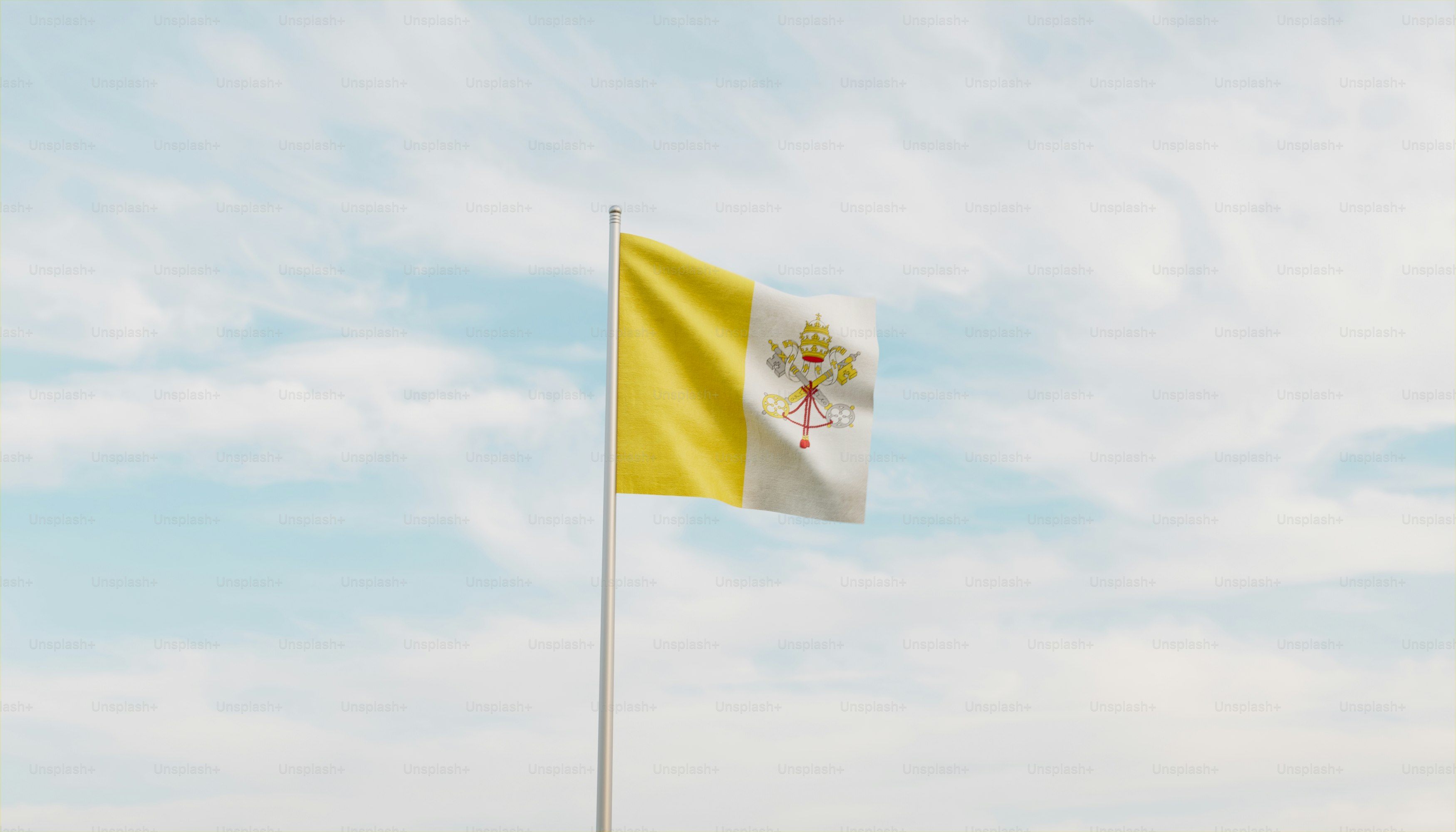 Foto Una bandera amarilla y blanca ondeando en el cielo – Vaticano ...