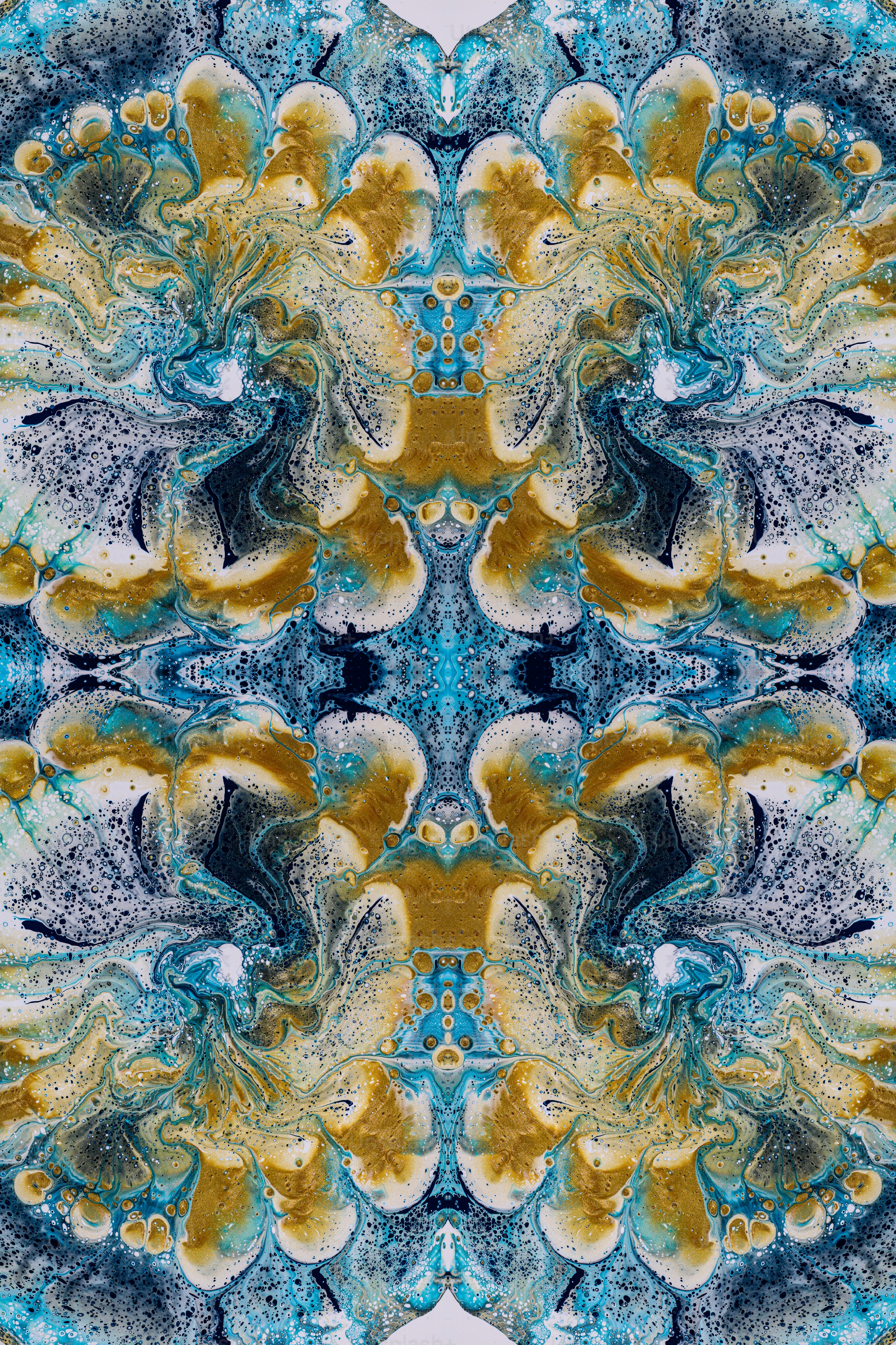 A blue and yellow pattern with a white background photo – Pattern Image ...