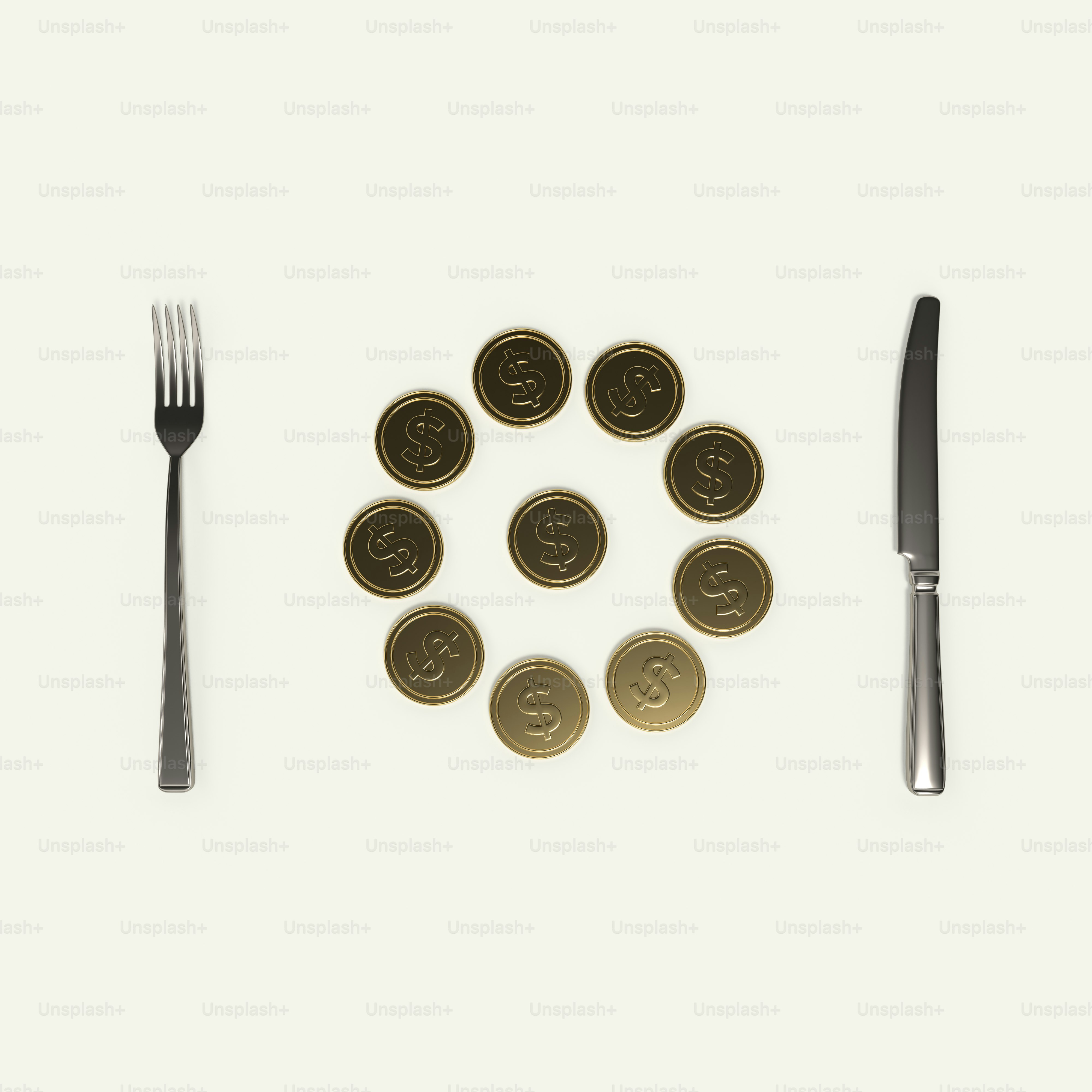 A fork, knife, and some coins on a table photo – Coins Image on Unsplash
