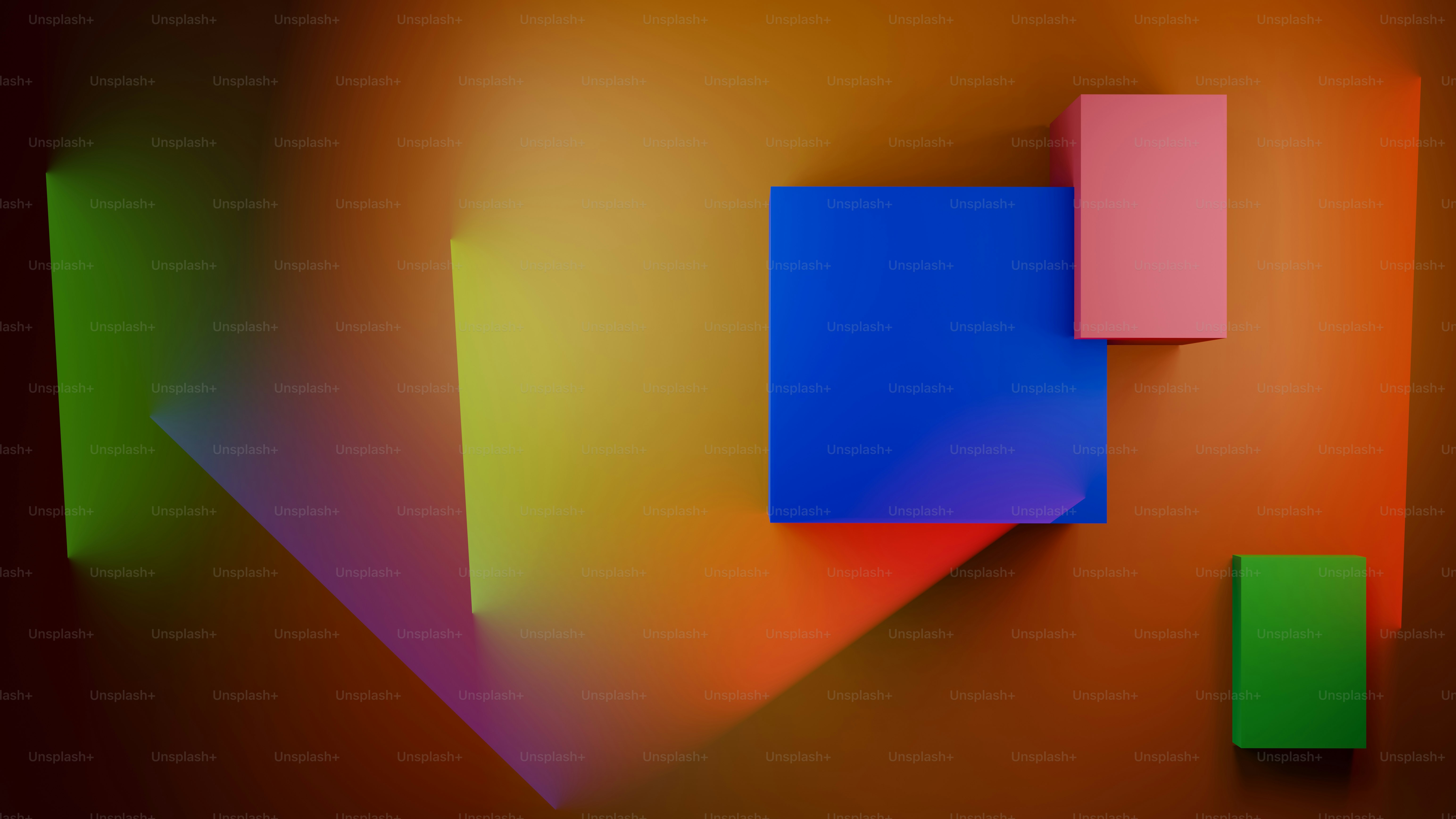 A multicolored wall with a square and rectangle shapes photo – 3d ...