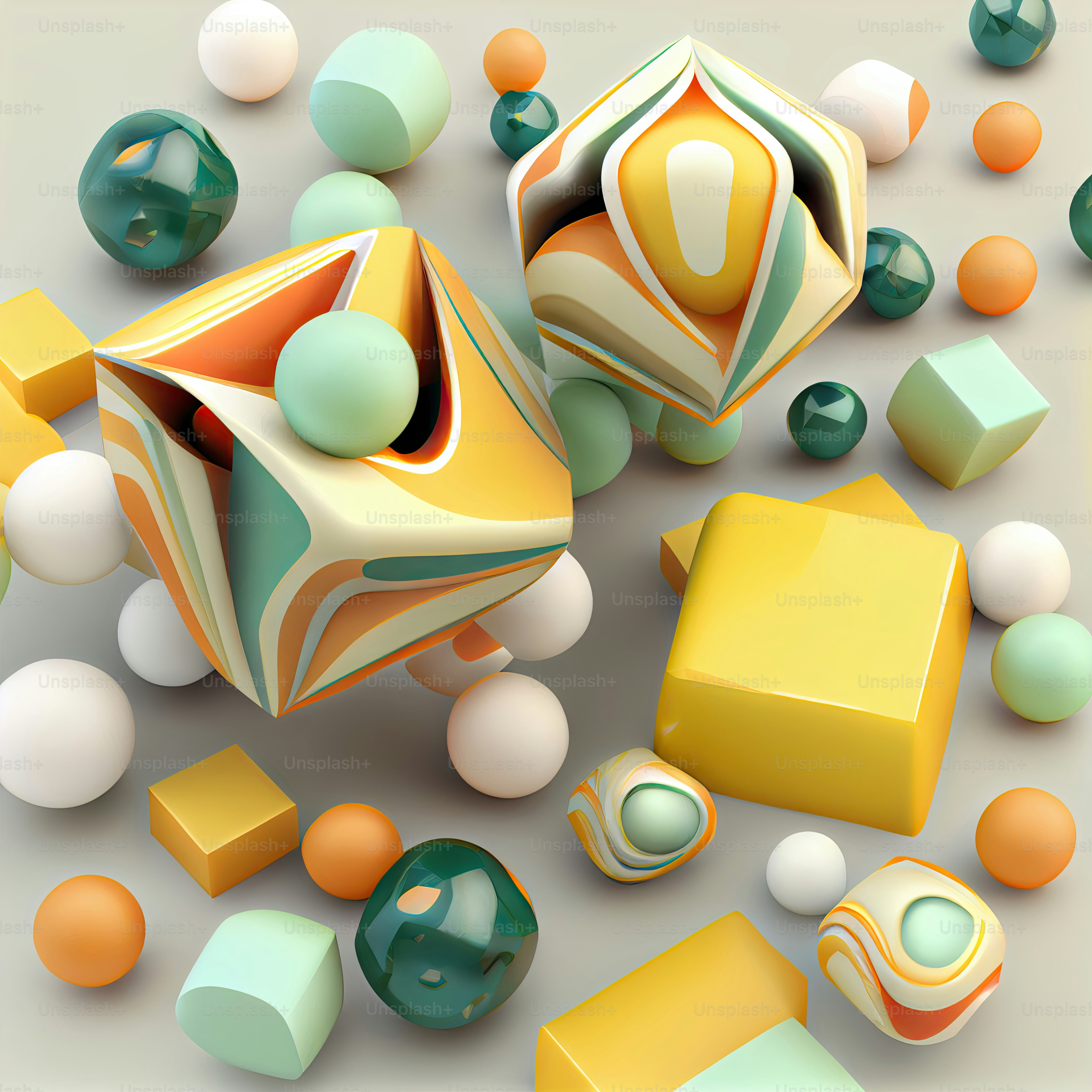 A bunch of different shapes and sizes of balls photo – Abstract Image ...