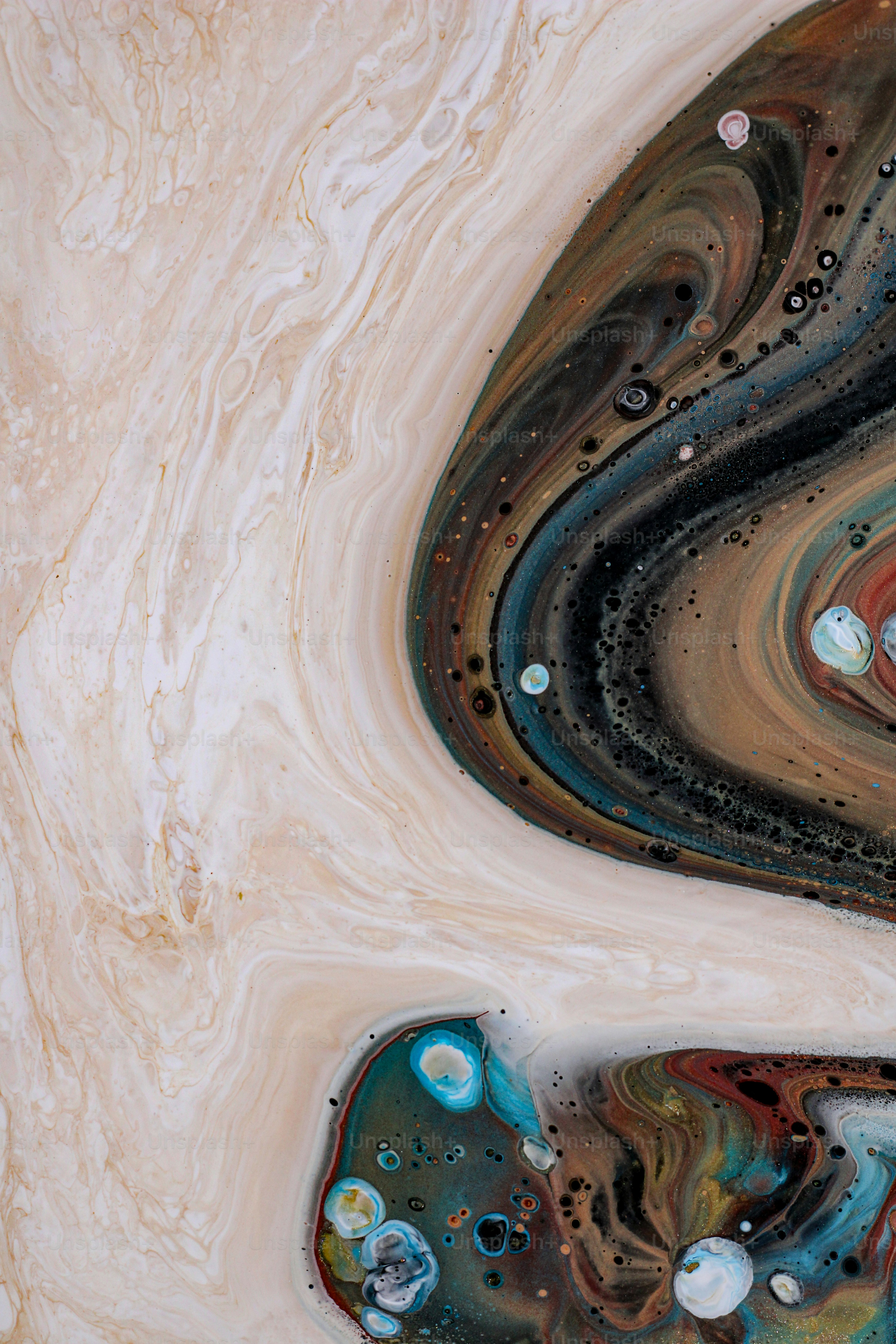 An aerial view of a marbled surface with different colors photo ...