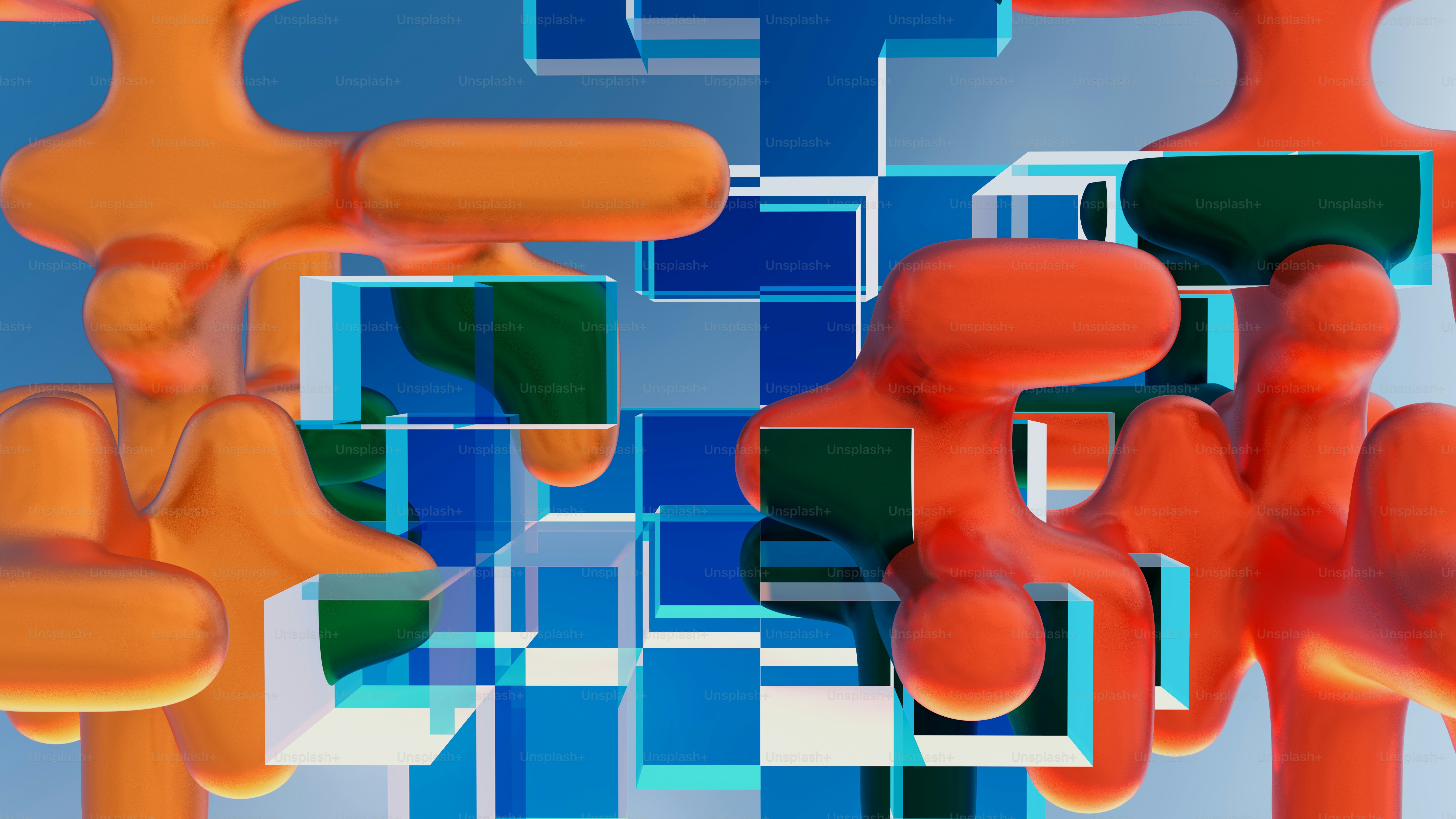 A group of orange people standing next to each other photo – 3d render ...