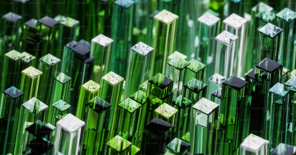 A Large Group Of Green Glass Blocks Photo Polygon Image On Unsplash