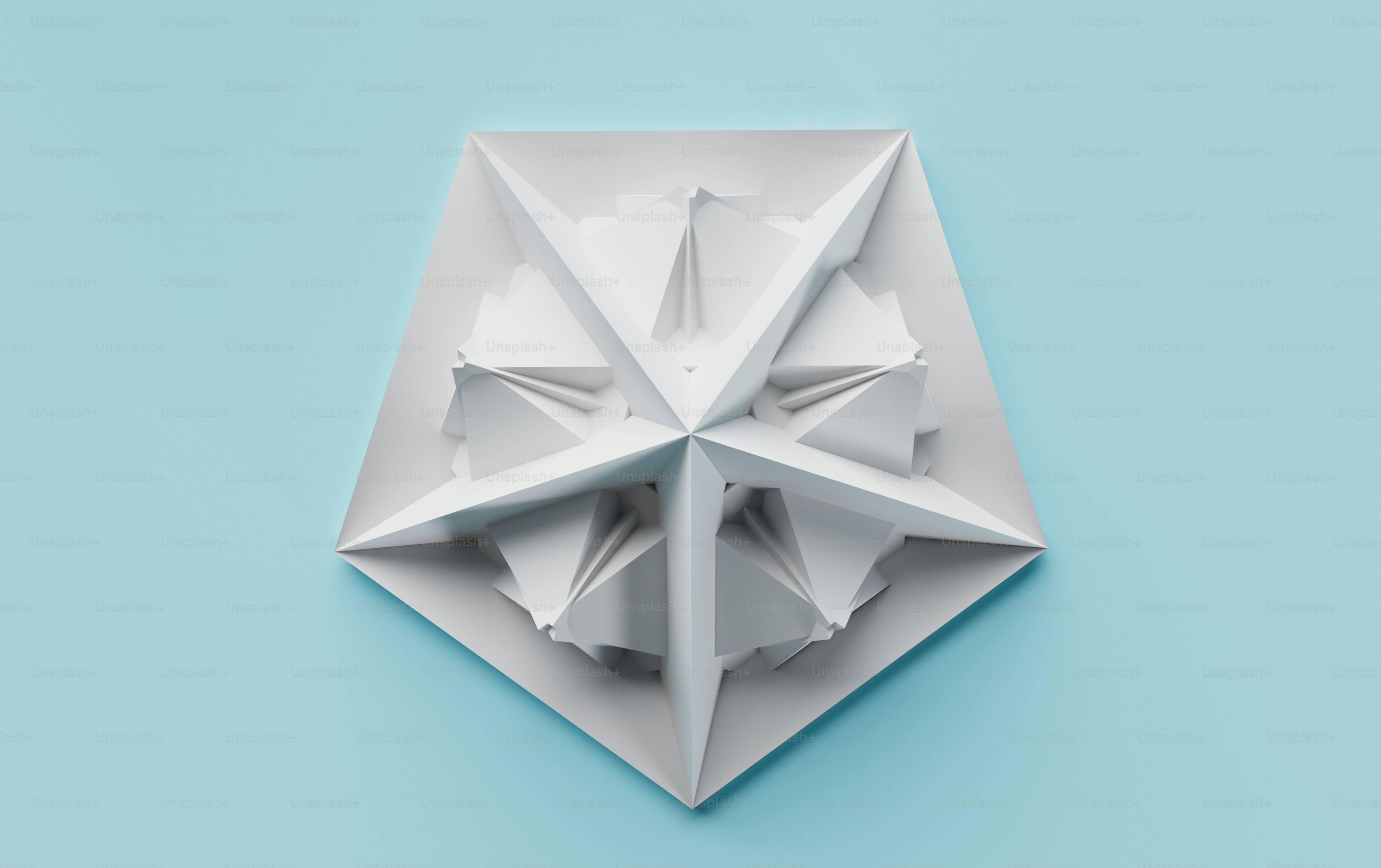 A white origami object on a blue background photo – Wallpapers Image on ...