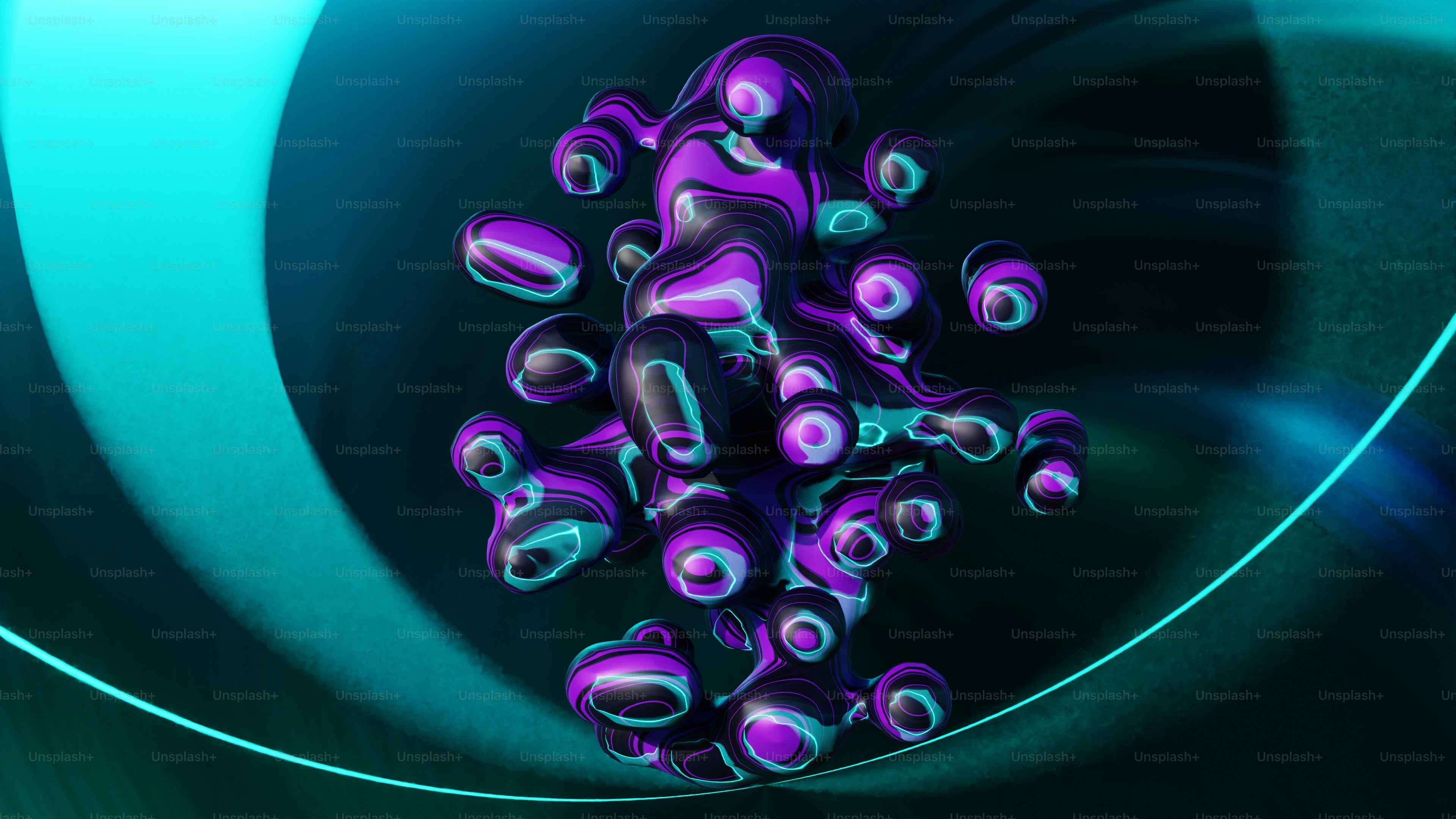 A blue and purple abstract background with bubbles photo – Background ...