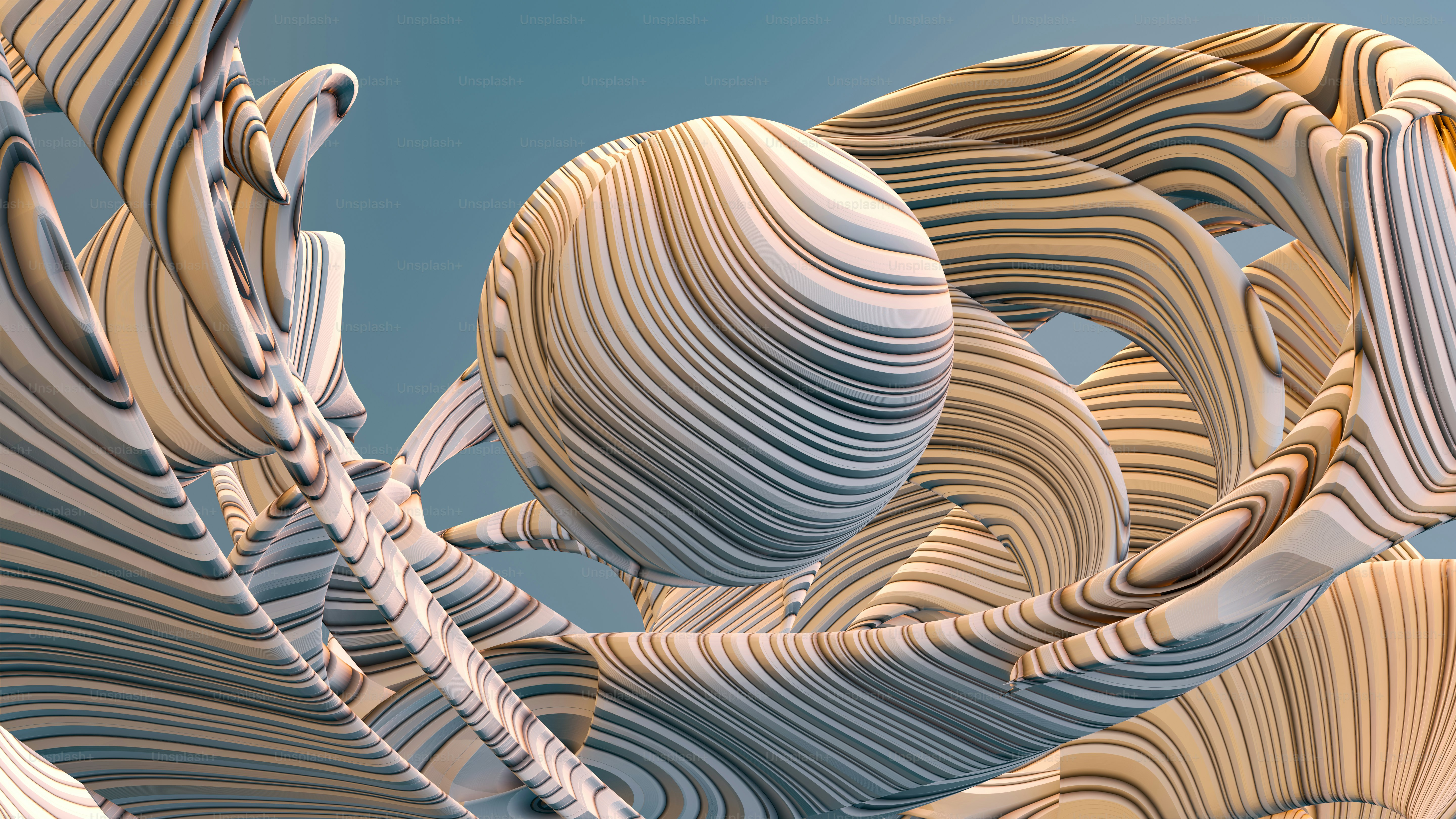 A computer generated image of a bunch of wavy shapes photo – Wallpaper ...