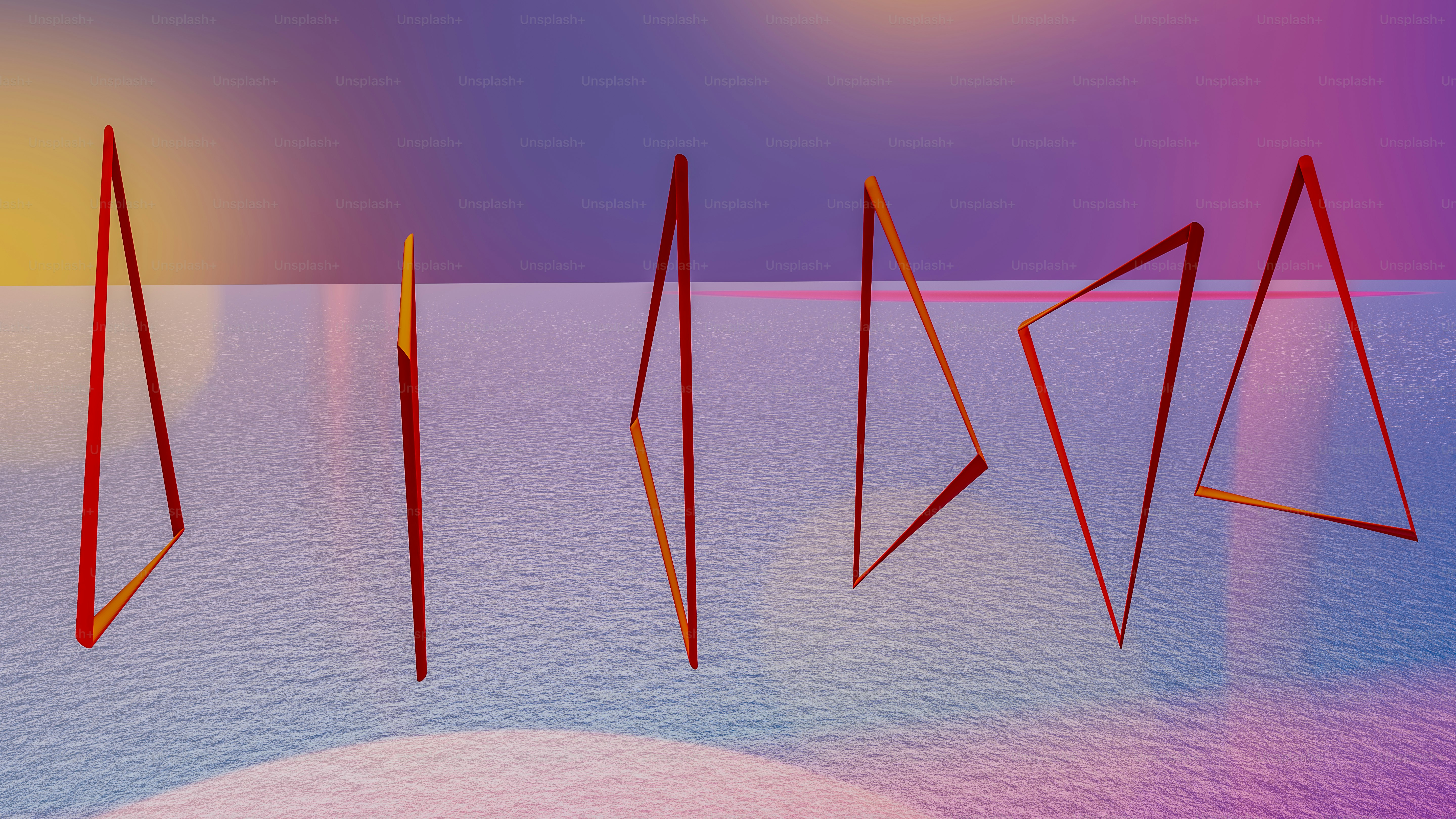 A picture of a group of red objects floating in the water photo – 3d ...