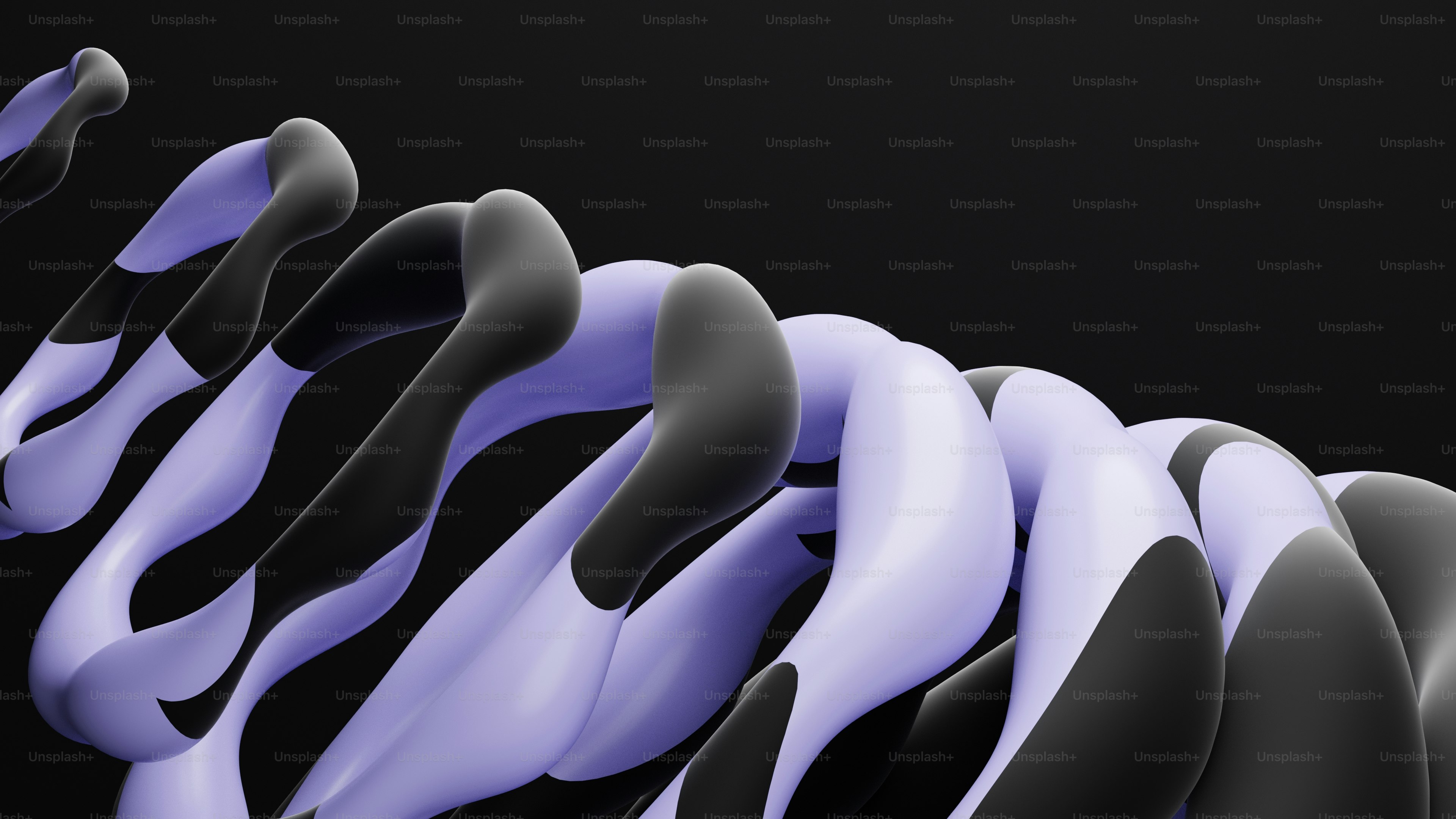 Foto Una fila de objetos curvos negros y púrpuras – Abstracto 3d Imagen ...