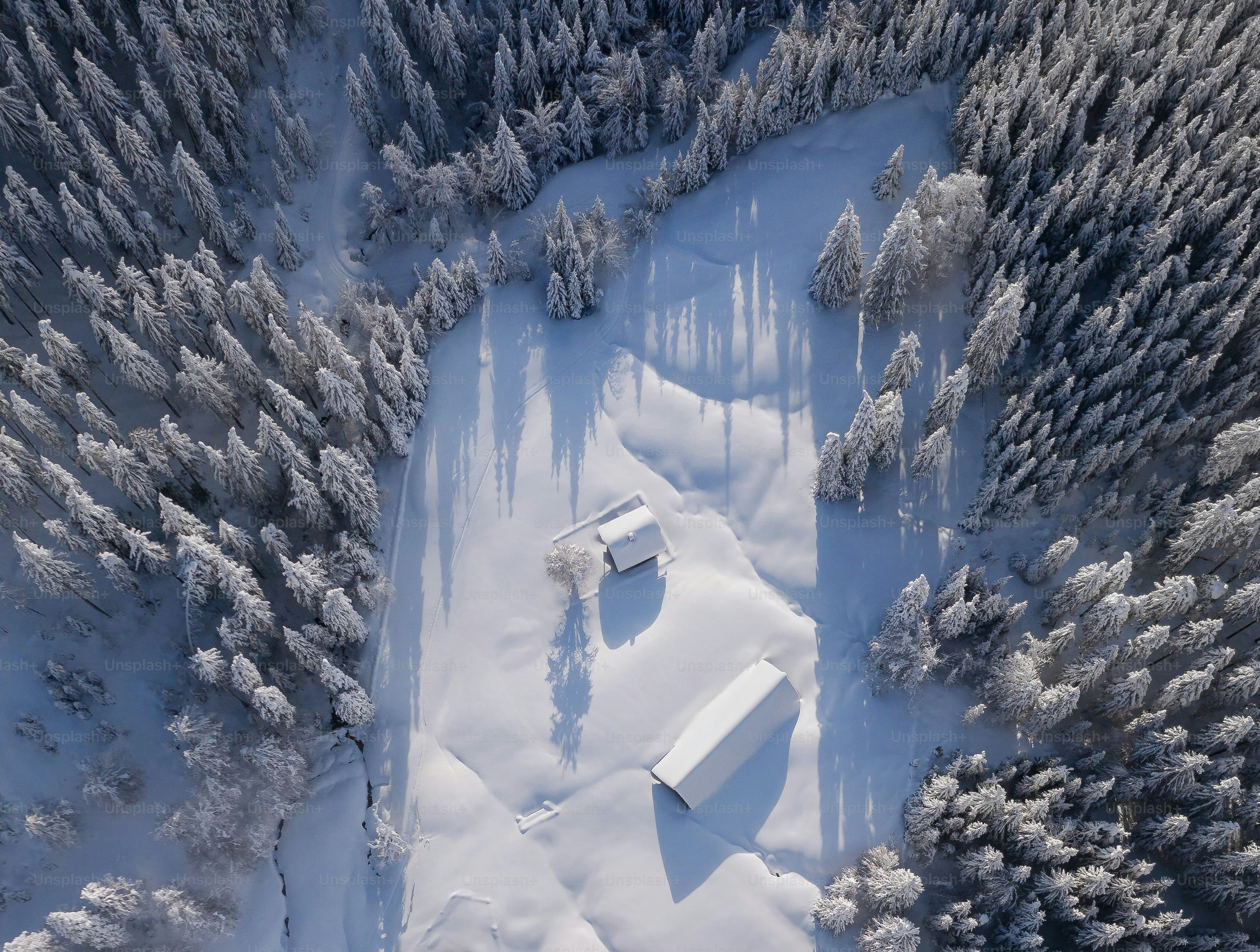 A snow covered mountain with tracks in the snow photo – Winter Image on ...