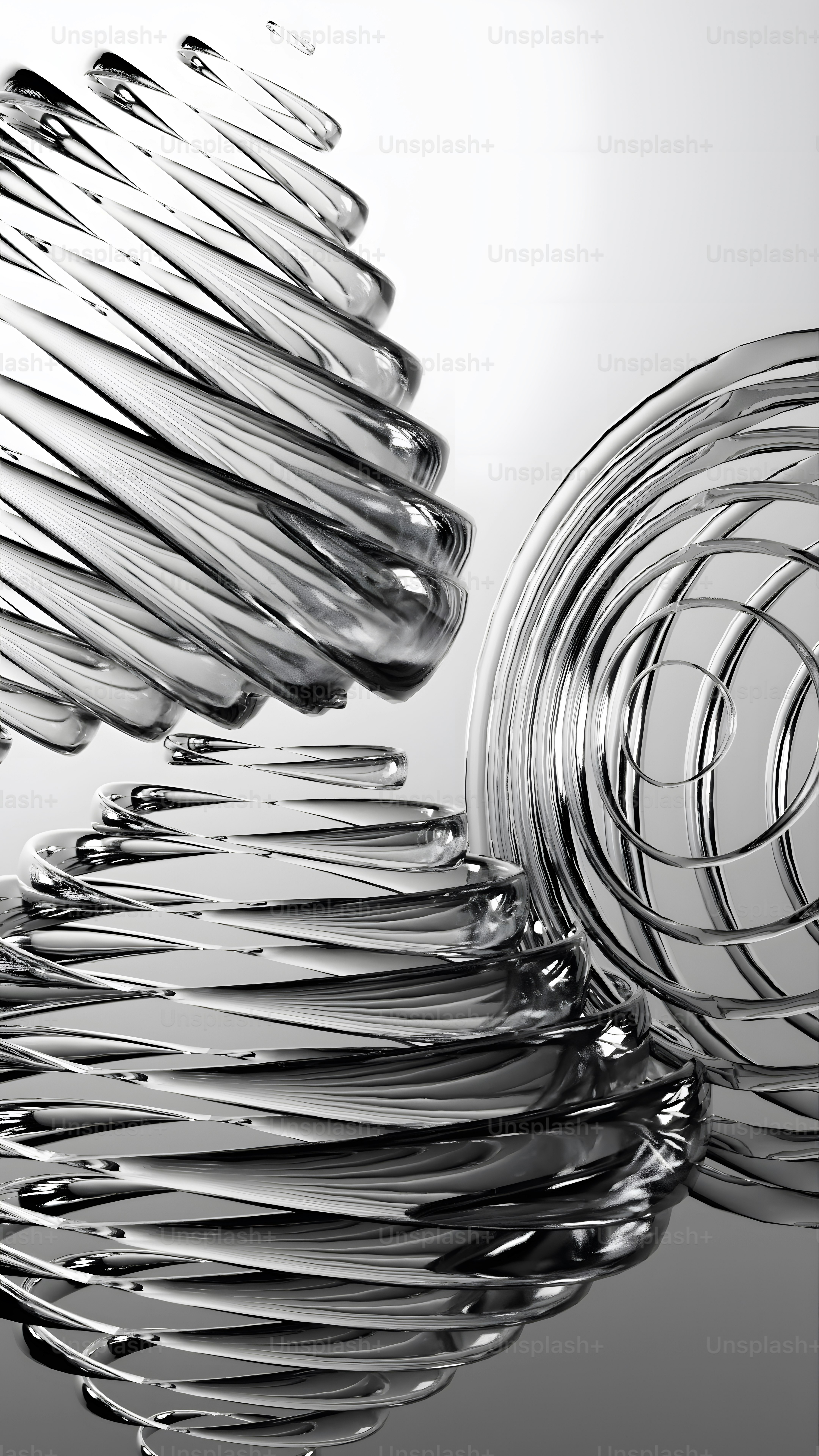 A black and white photo of a bunch of metal objects photo – 3d Image on ...