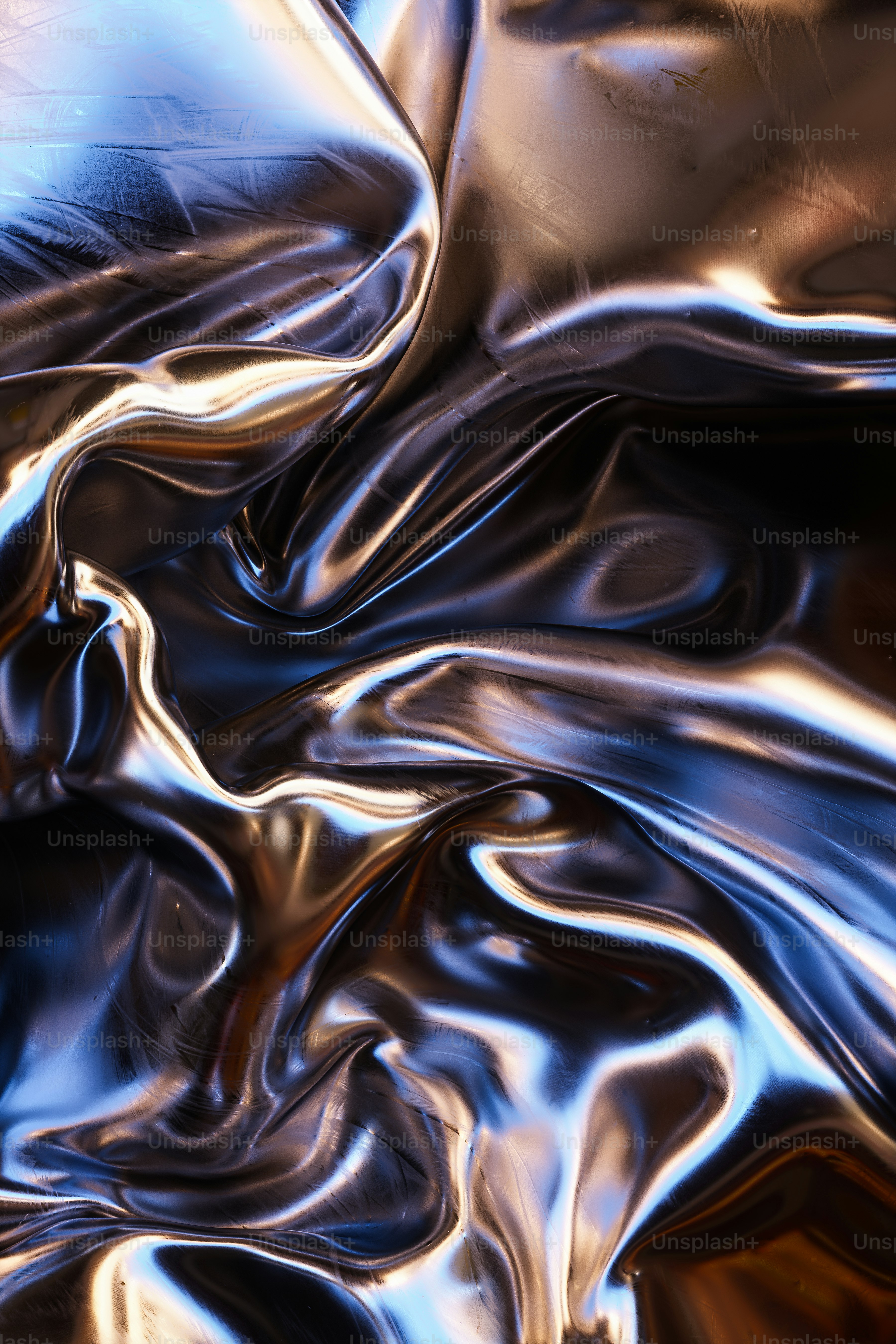 A close up of a metal surface with wavy lines photo – 3d render Image ...