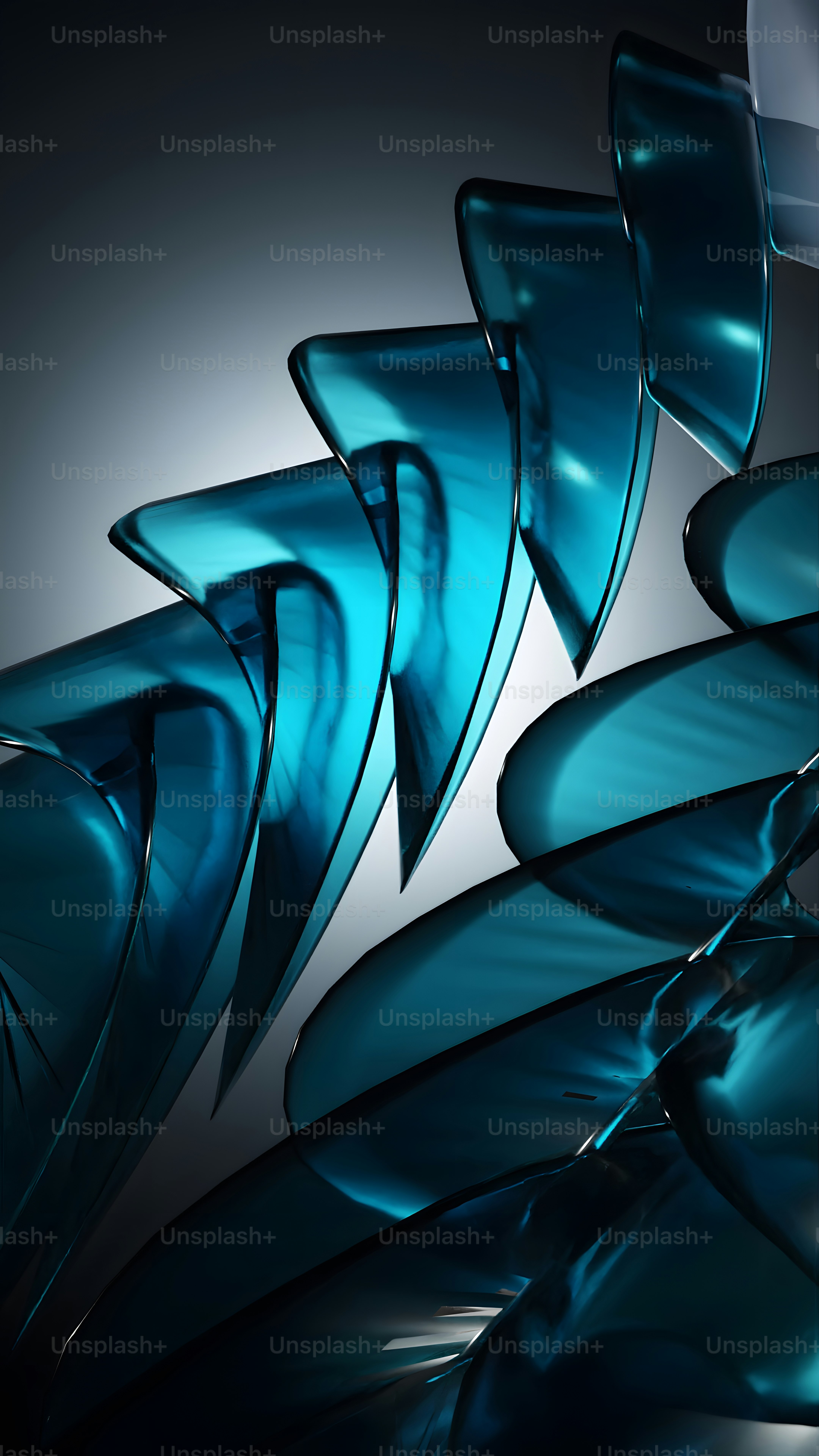 A blue abstract art piece on a black background photo – Mesh Image on ...