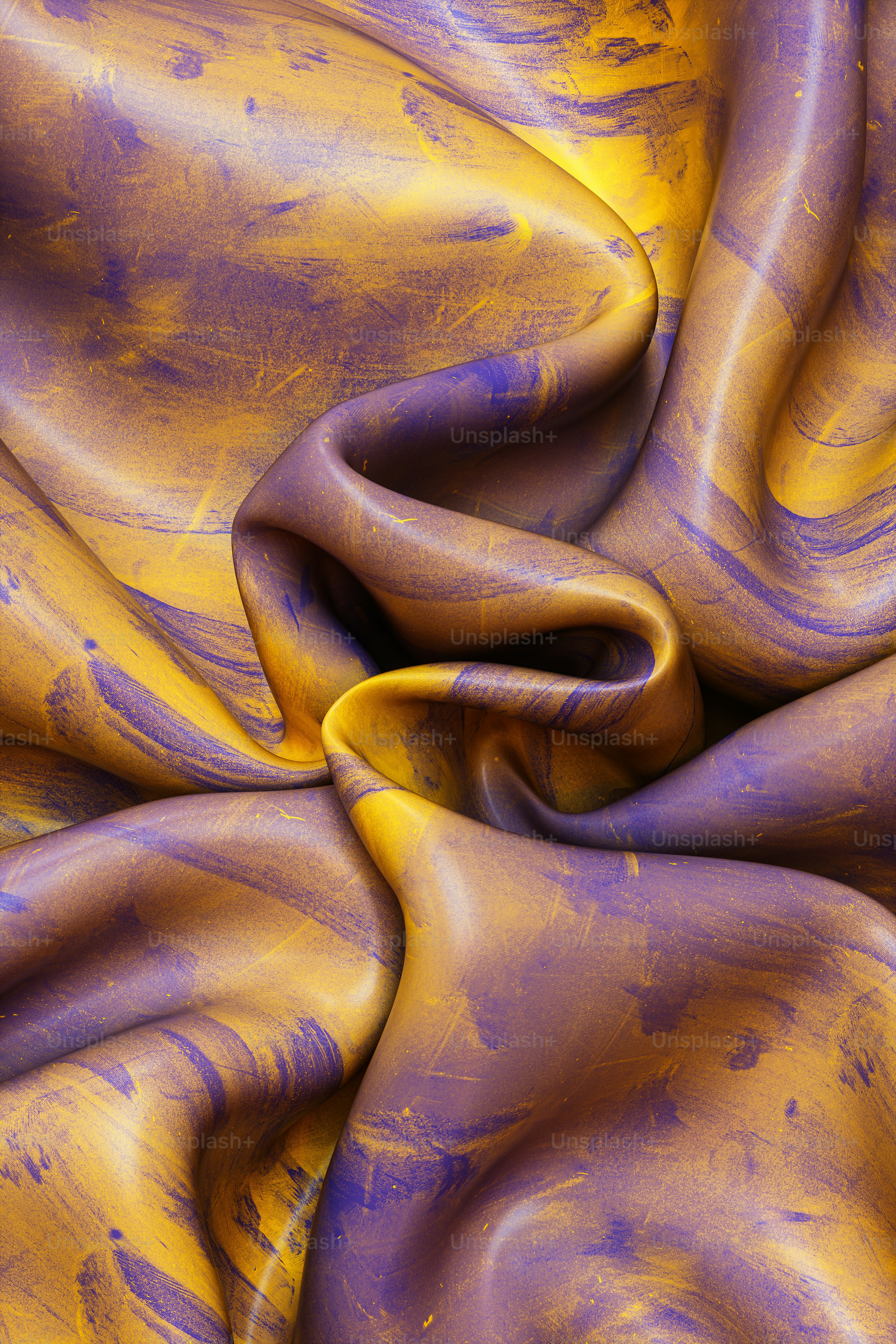 A purple and yellow fabric with a yellow stripe photo – 3d render Image ...