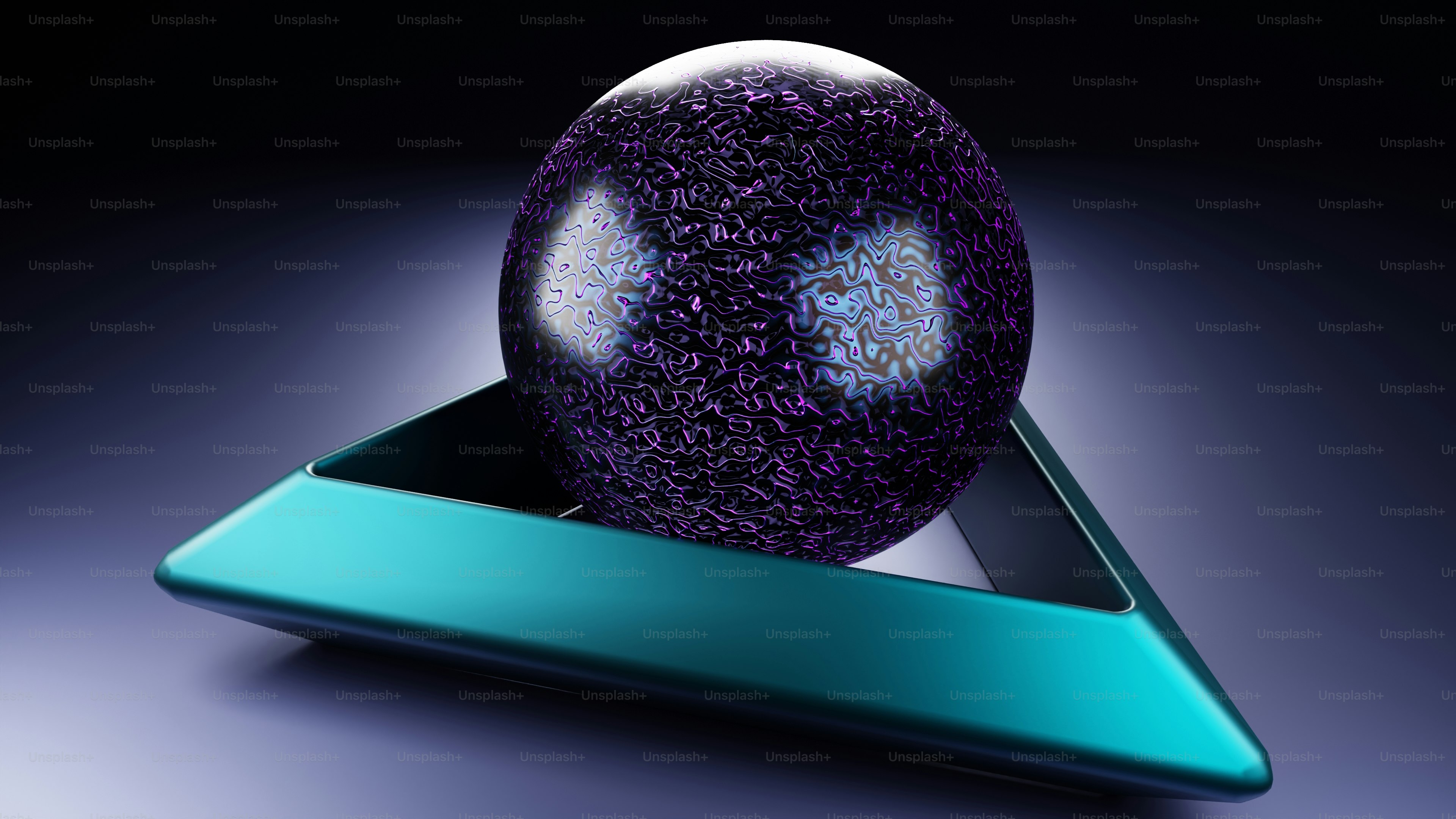 A purple and blue object sitting inside of a metal container photo ...