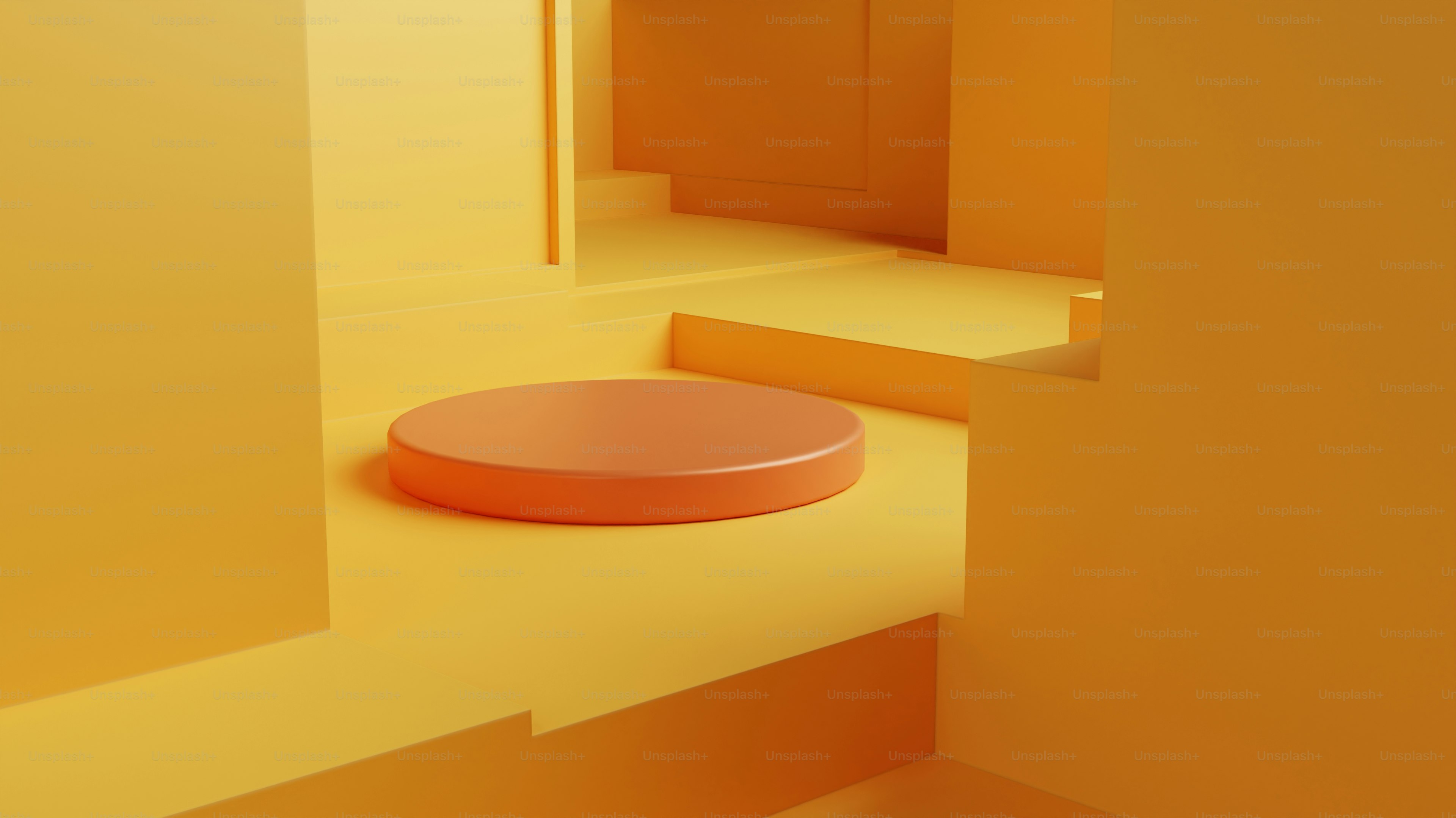 A round object sitting on top of a yellow floor photo – Orange gradient ...