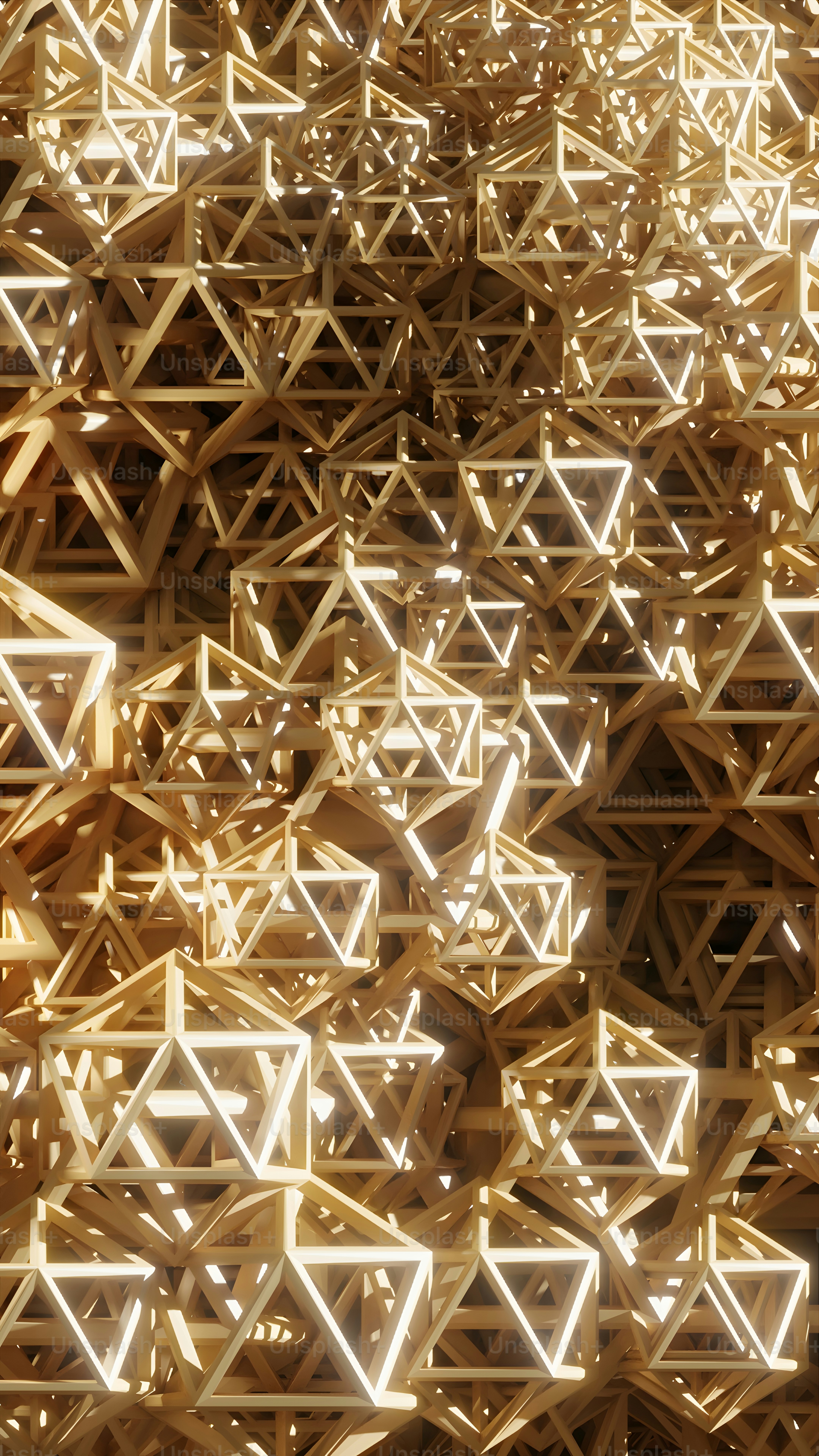 A large amount of wooden structures are arranged together photo ...