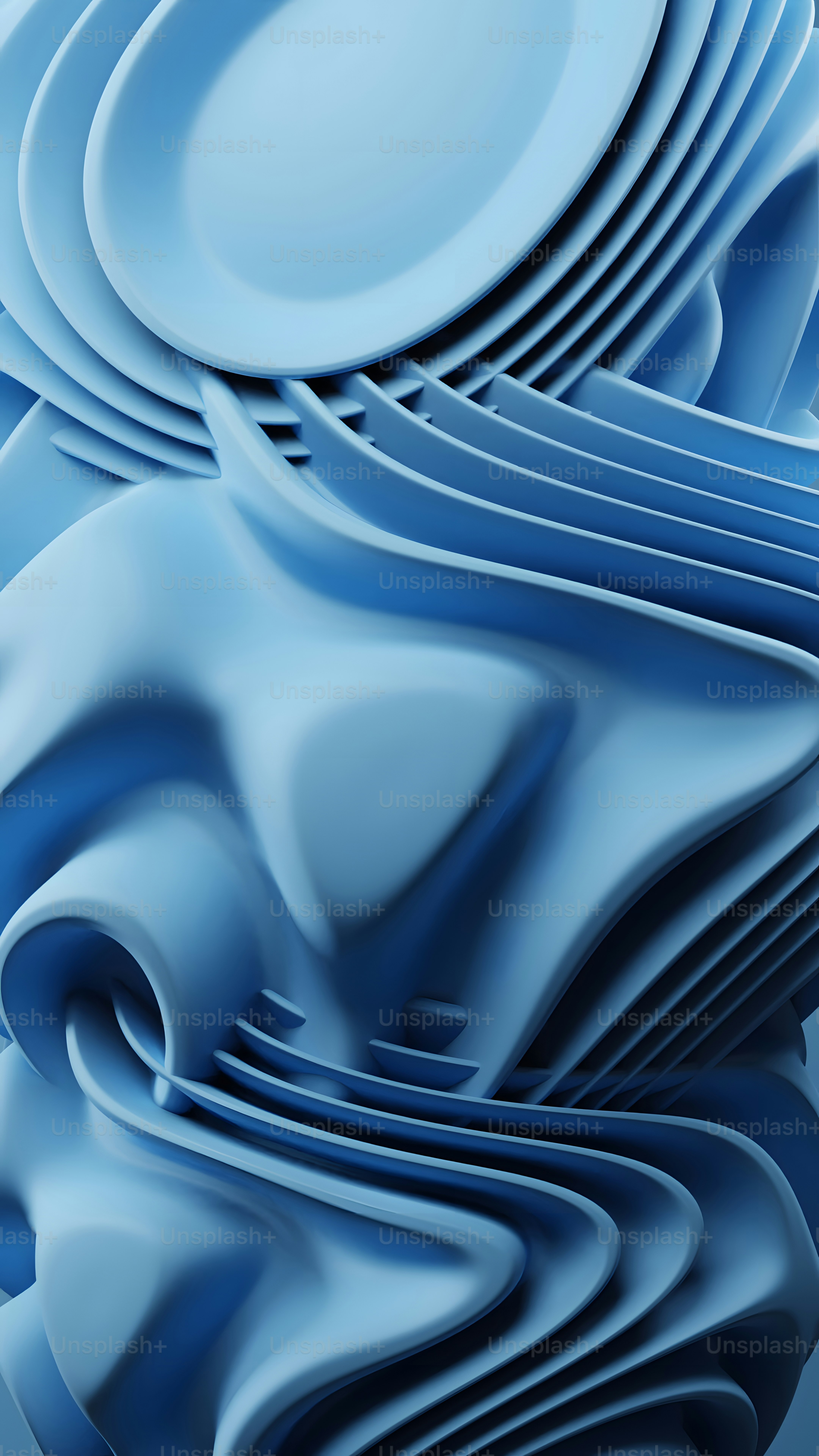 A bunch of blue plates stacked on top of each other photo – Blue Image ...