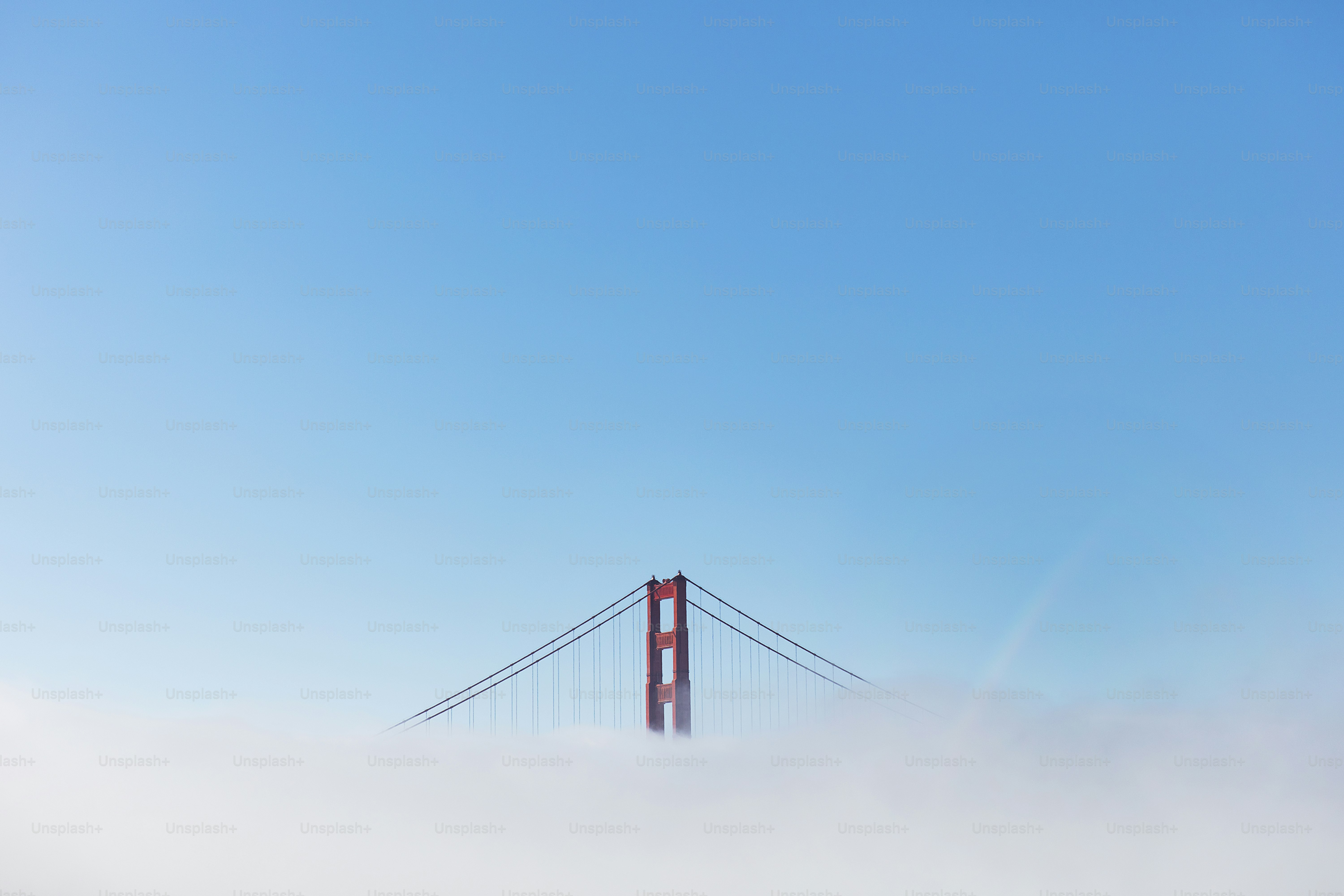 A view of the golden gate bridge in the fog photo – Inversion Image on ...