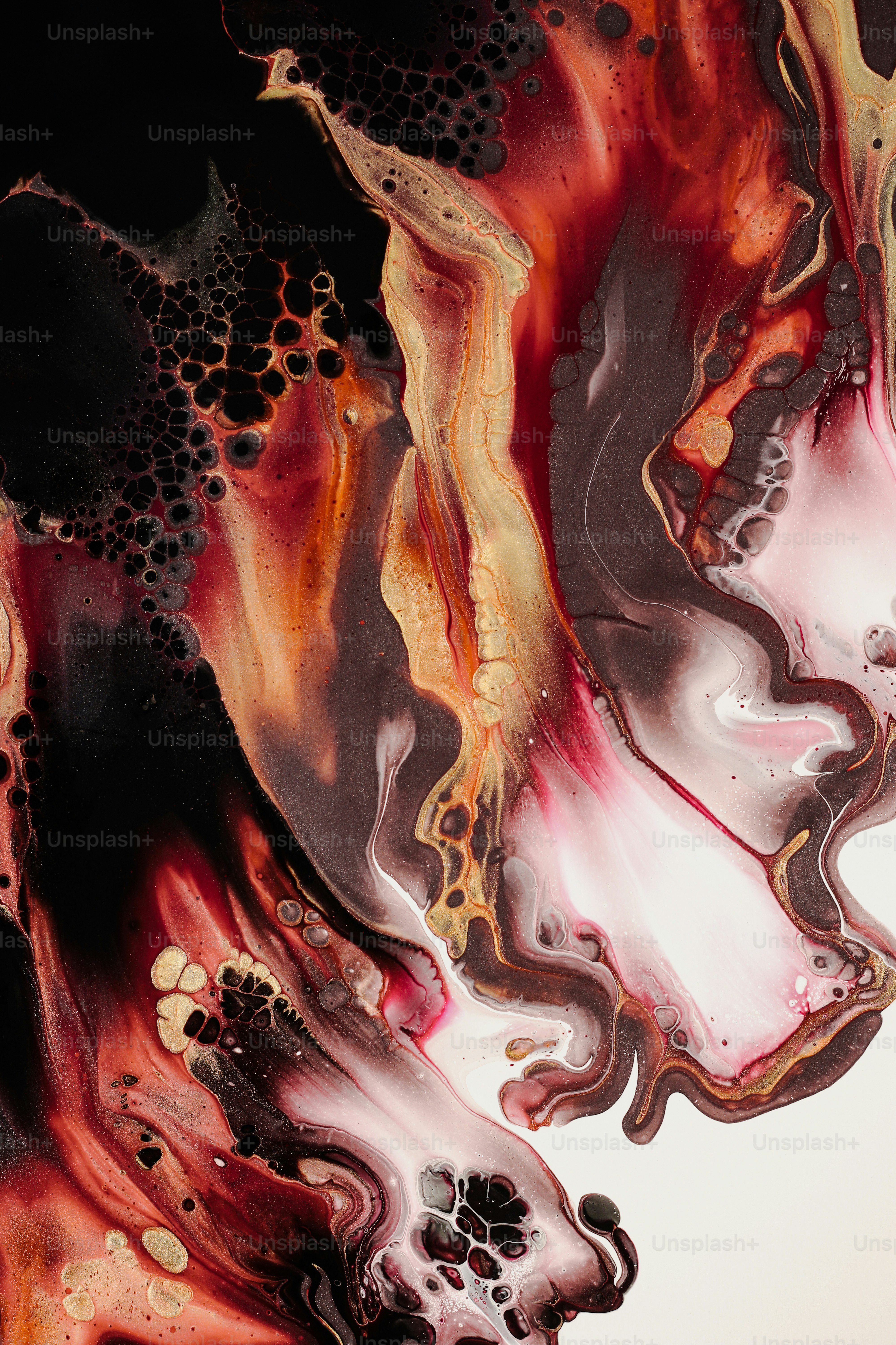 A close up of an abstract painting with a black background photo ...