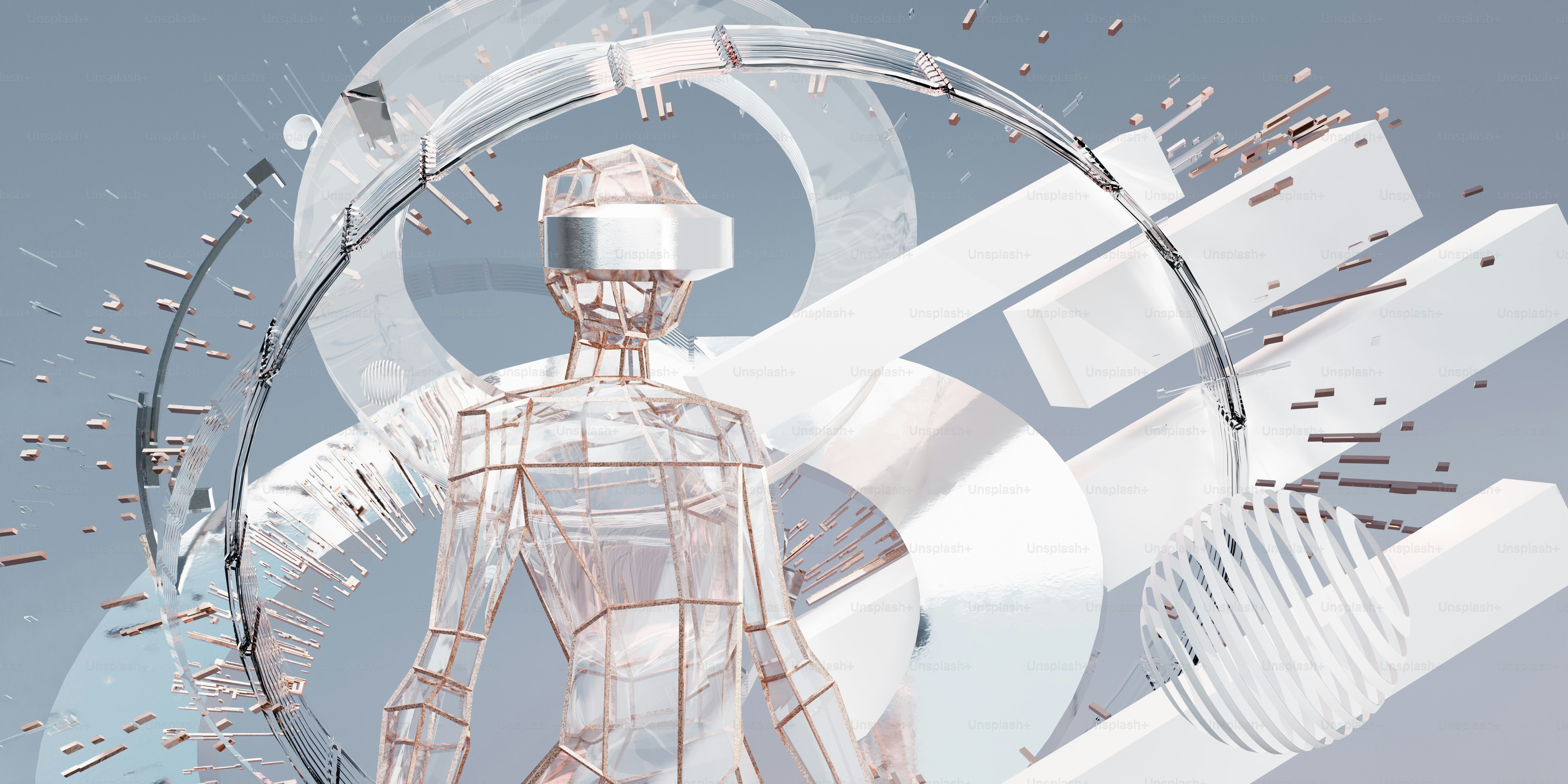 A futuristic woman standing in front of a circular object photo – Bots ...